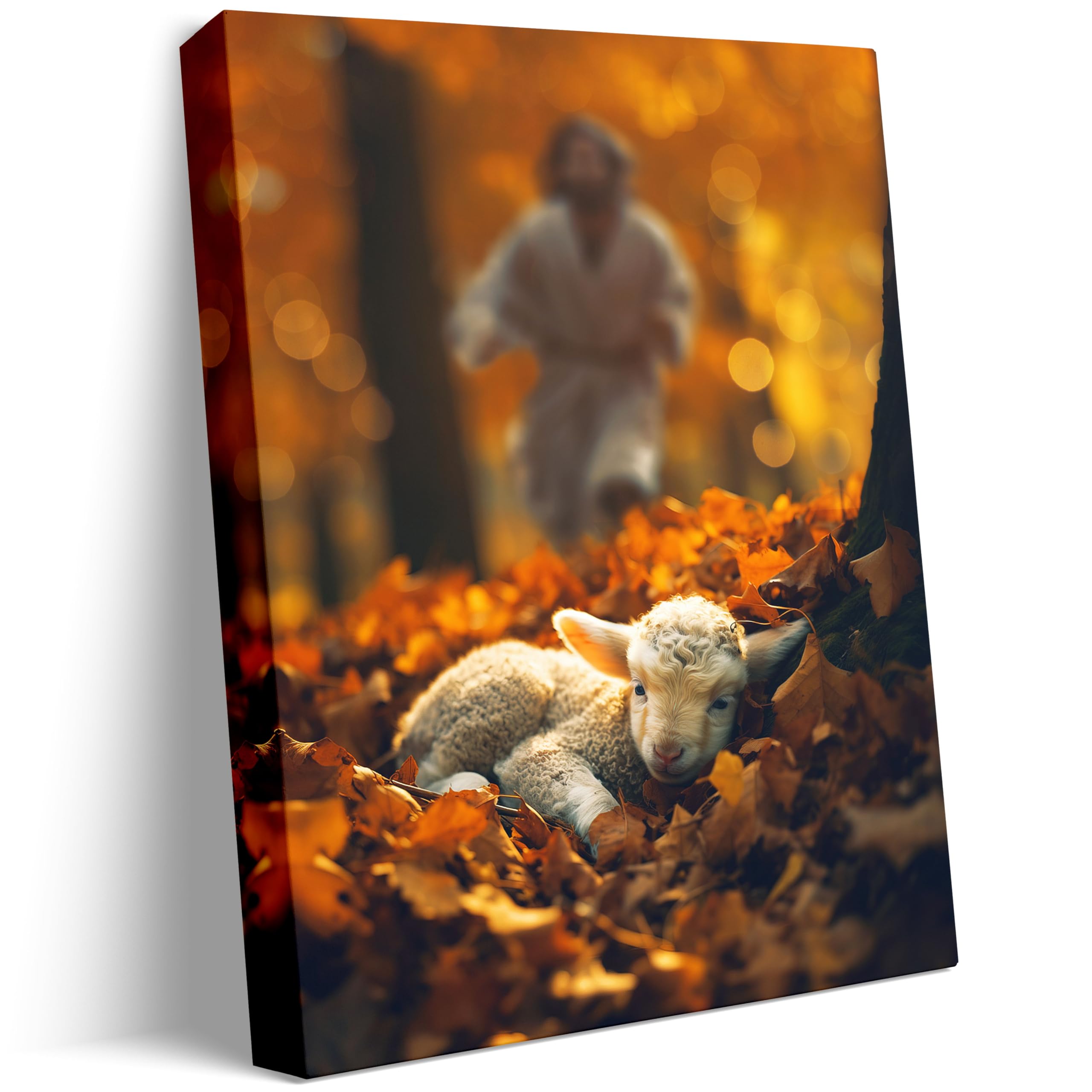 Amazon.com: Jesus and Lamb Canvas Wall Art Jesus Runs for the Lost ...