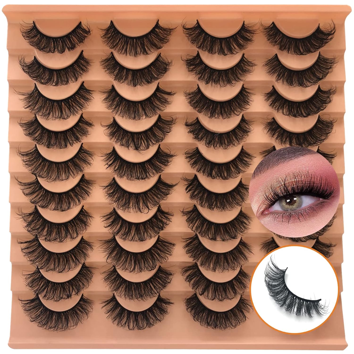 Amazon.com: Mink Lashes Fluffy 20 Pairs Wispy False Eyelashes Natural ...