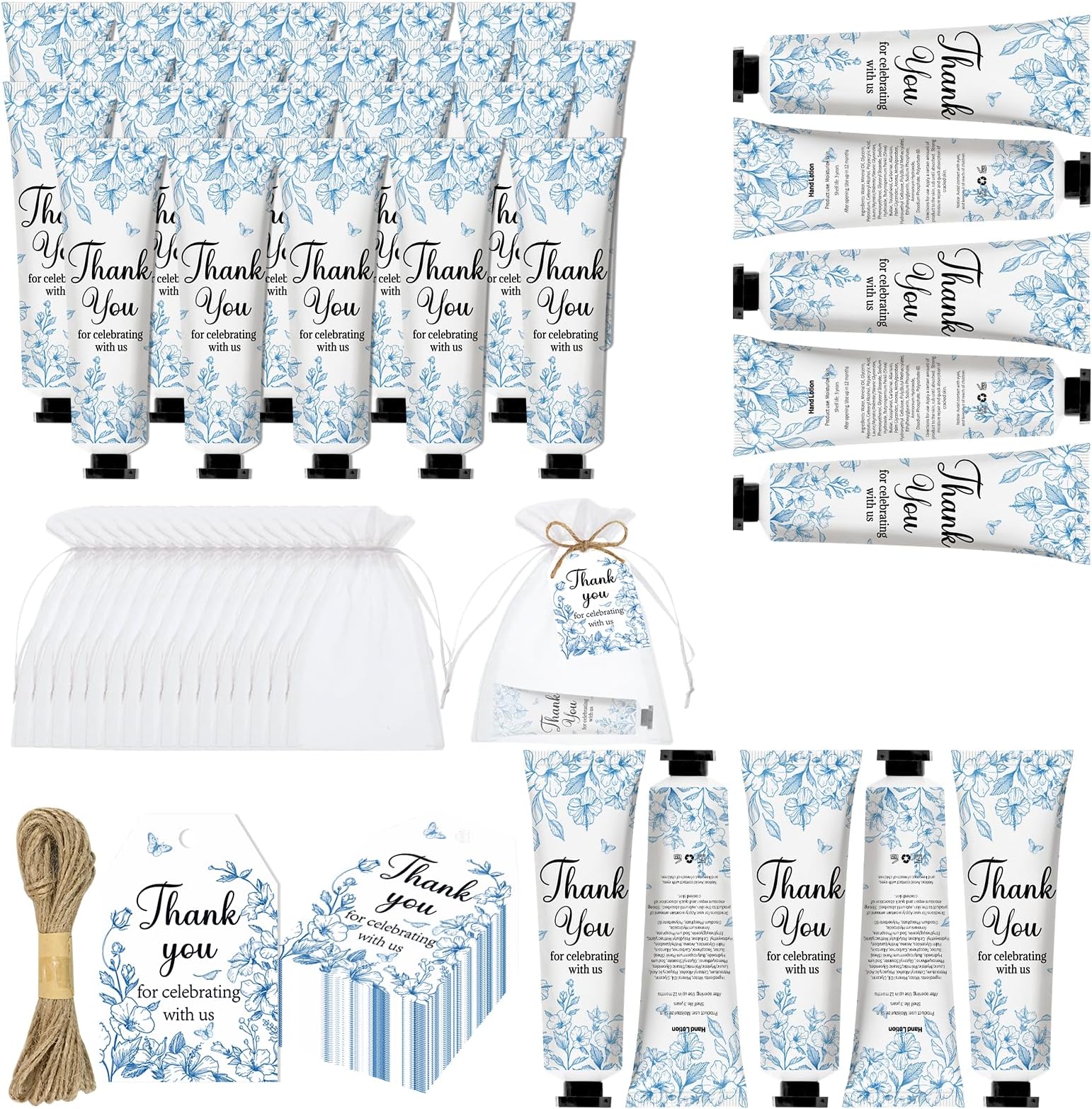 Amazon.com : 50 Sets Blue Flower Baby Shower Hand Cream Set, Favors ...