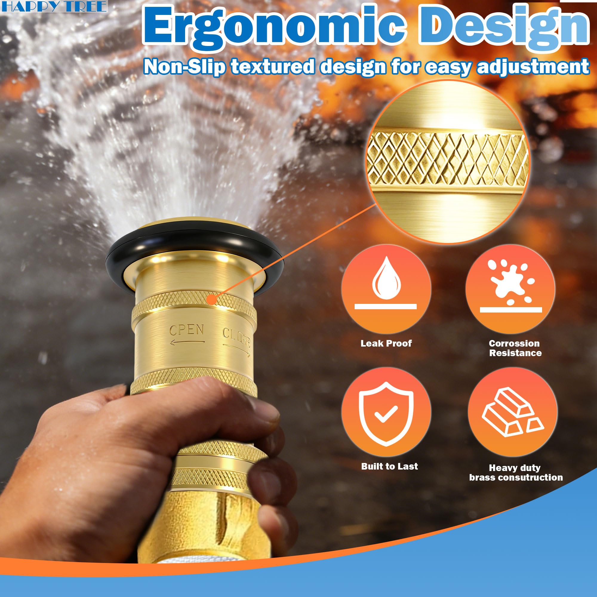 Snapklik.com : 1" NH/NST Fire Hose Nozzle 100 Psi 36 Gpm Brass Fire ...