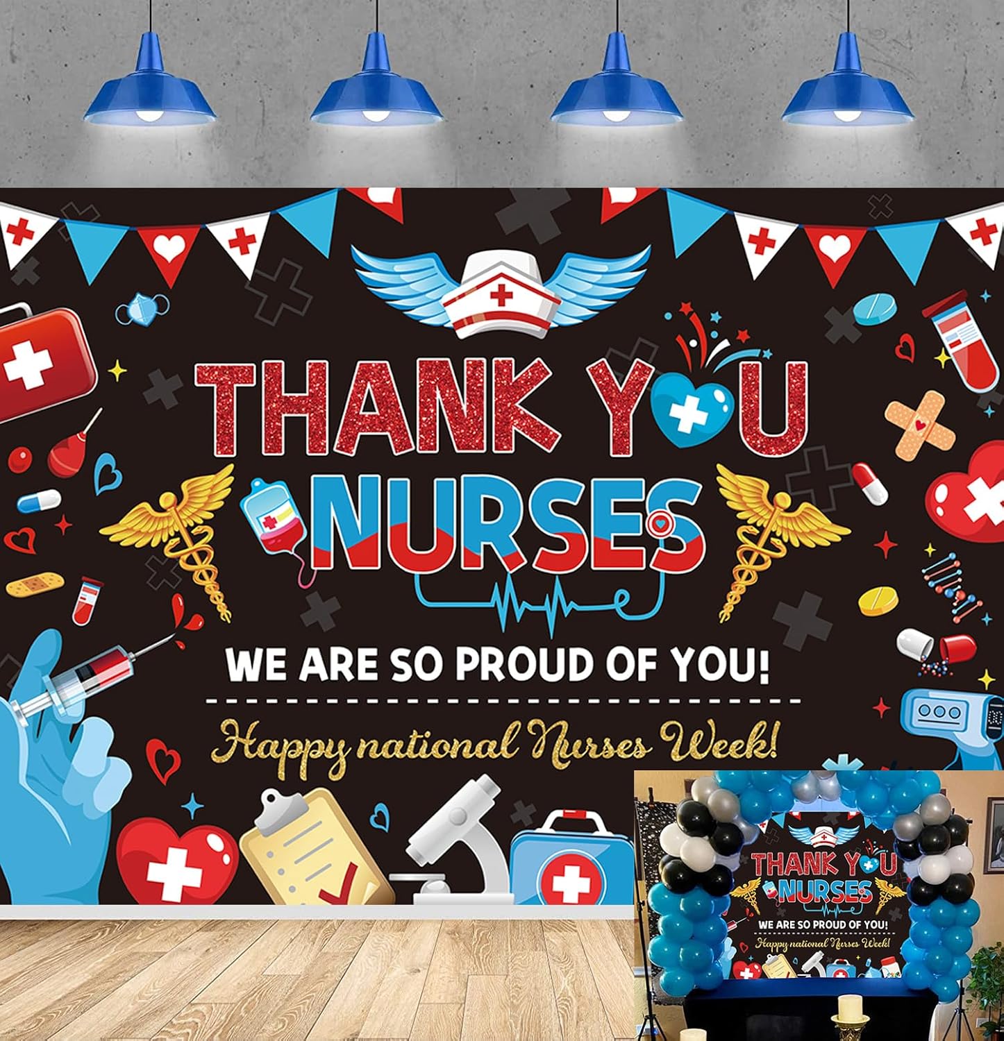 Amazon.com : Thank You Nurses Backdrop Happy National Nurses Week ...