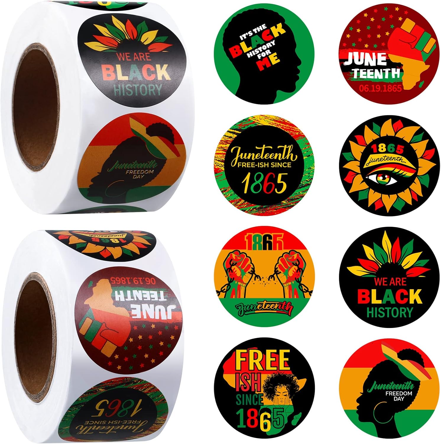 Amazon.com: Henoyso 1000 Pcs Juneteenth Stickers Roll Happy June 19th ...