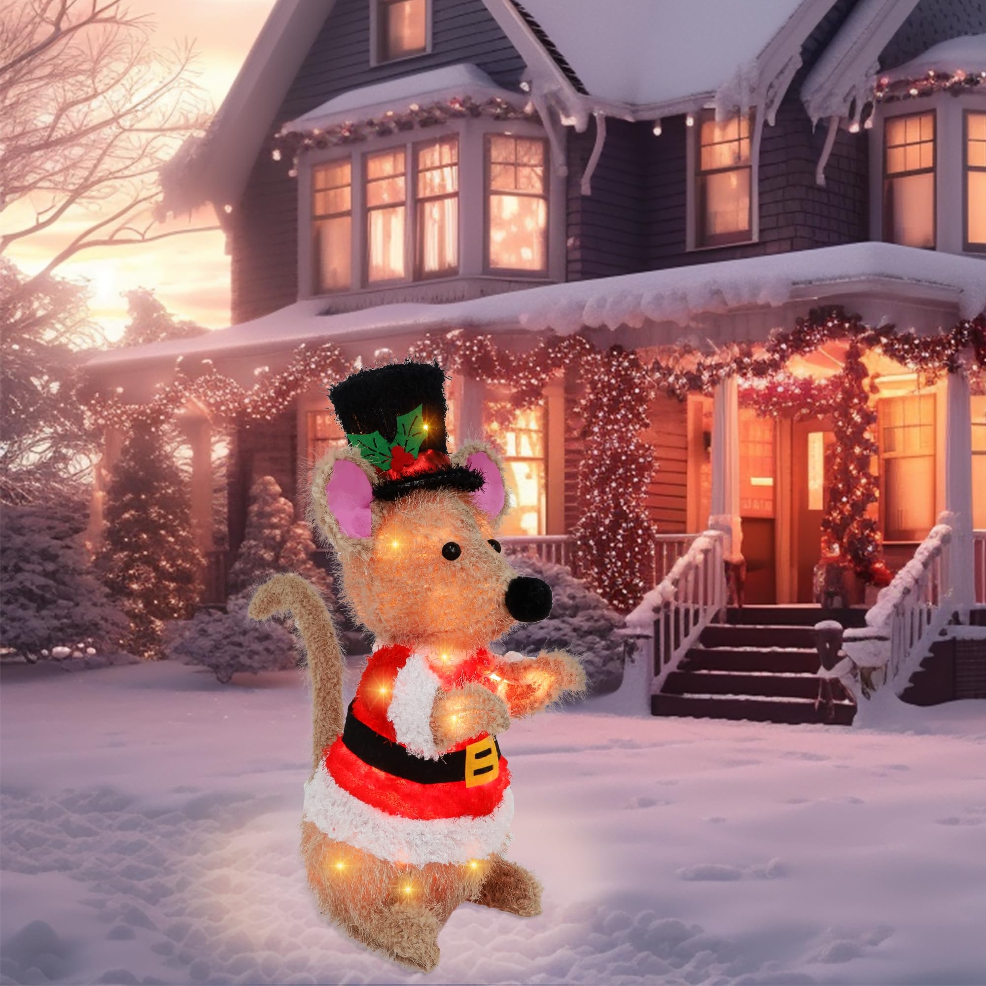 Snapklik.com : 20 Inch Light Up Mouse, 35 LEDs Lighted Christmas Yard ...