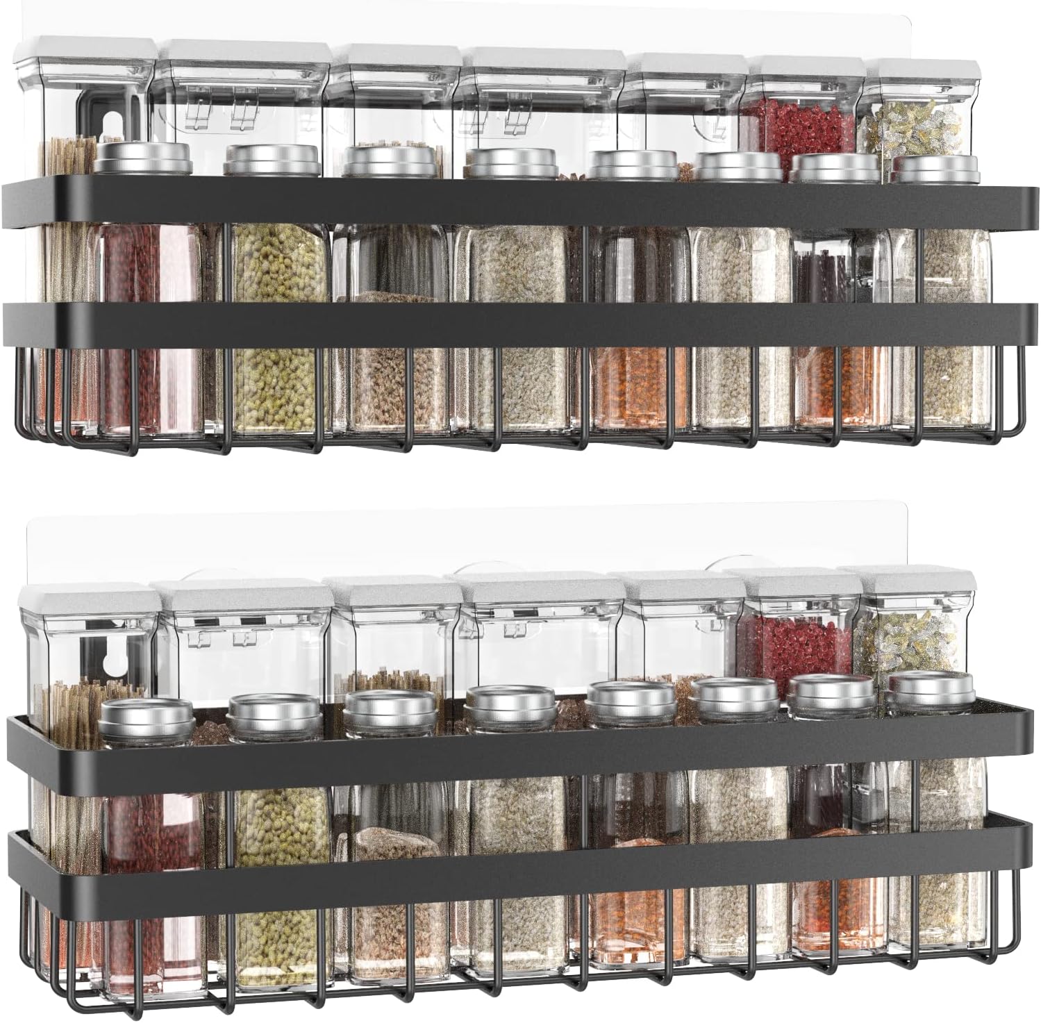 Amazon.com - Spice Rack Organizer Wall Mount, Seasoning Rack with Hook ...