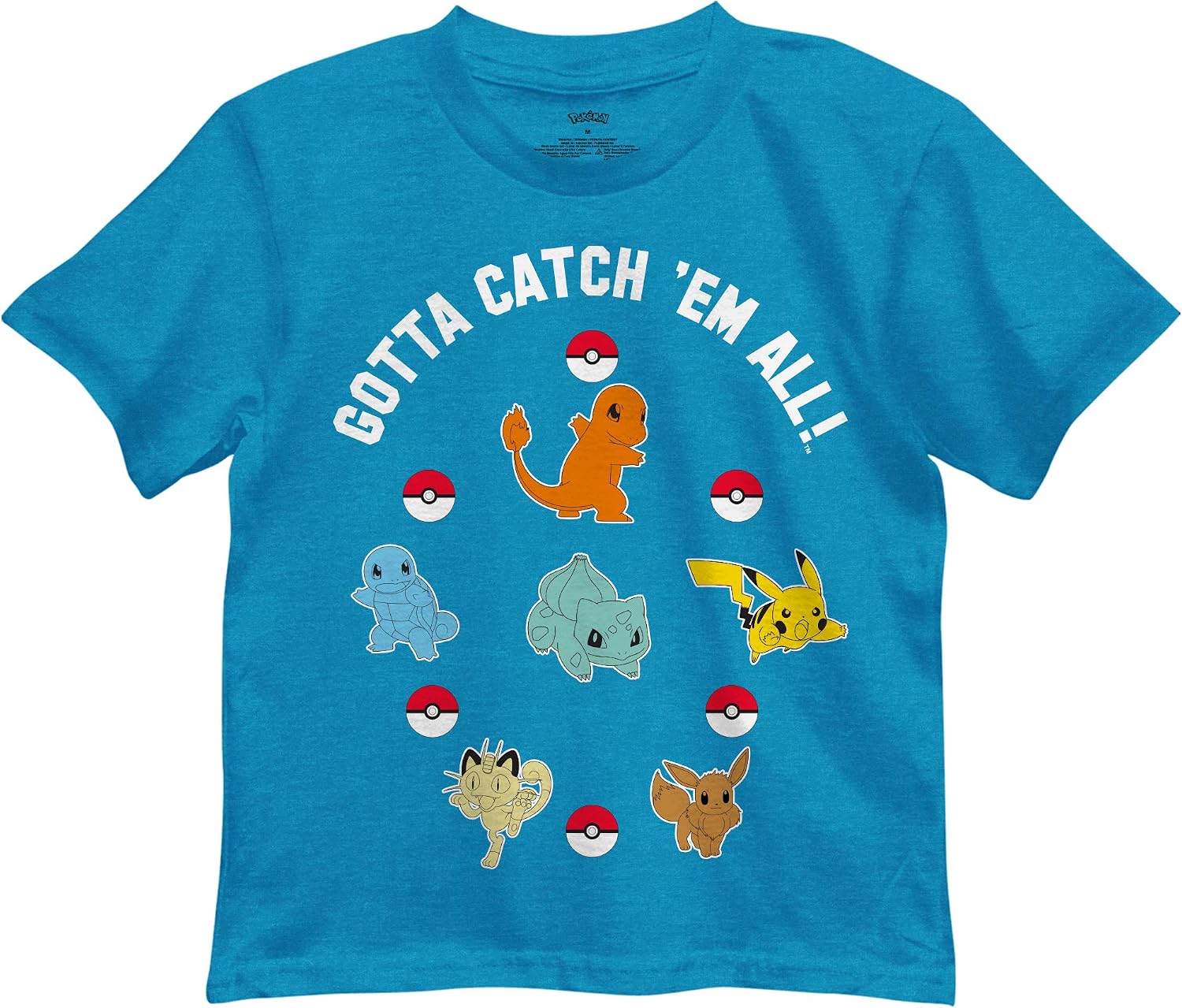 Amazon.com: Pokemon Little Boys' Gotta Catch 'Em All Tee, Turquoise ...