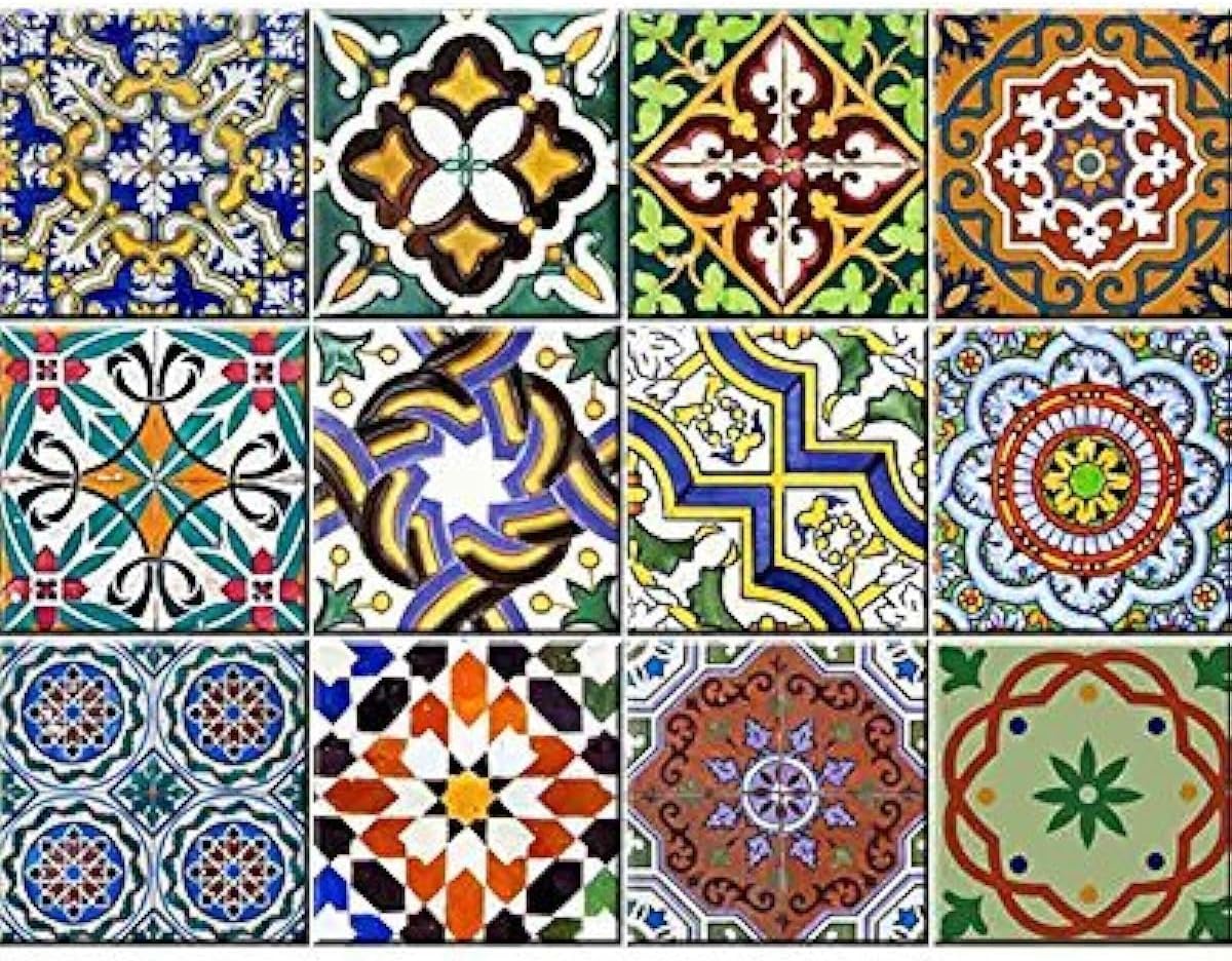 Amazon.com: Tile Stickers 24 PC Set (2 X 12PC) Authentic Traditional ...