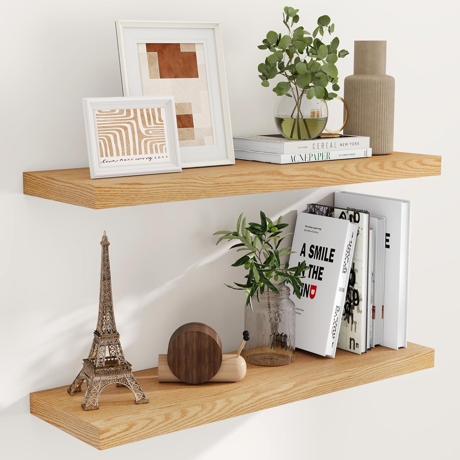 9.3 Inch Deep Floating Shelves, Oak Floating Shelf 36" x 9.3", Rustic ...