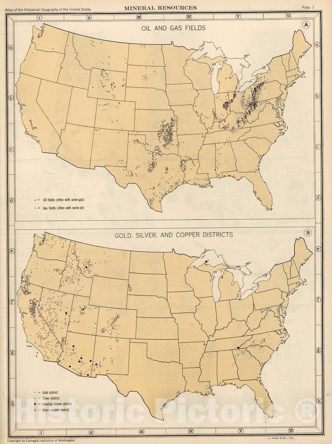 Historic Map Historical Atlas Map, Plate 7. Mineral Resources. 1932 ...