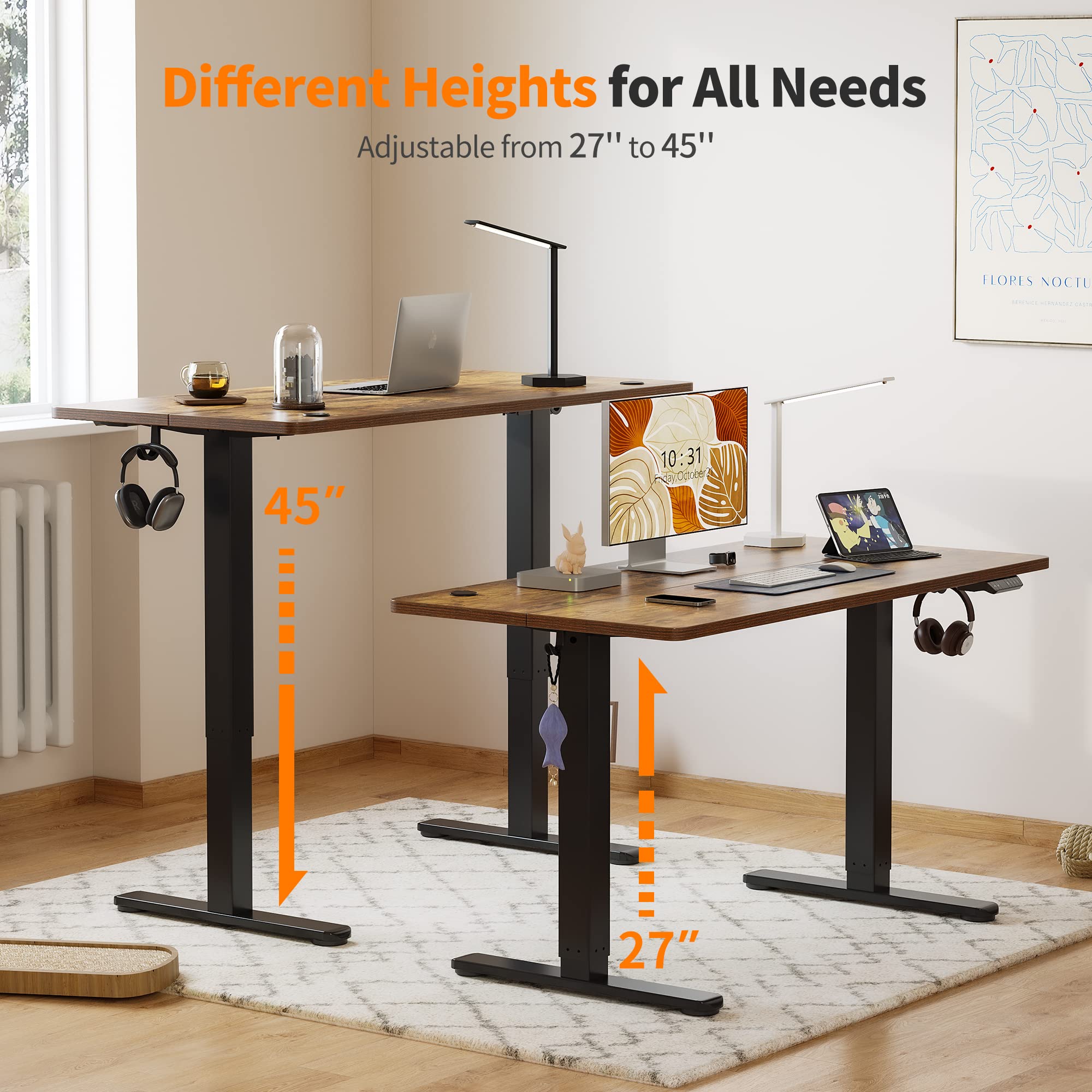 Cubiker Standing Desk 48 x 24 Inch, Stand up Height Adjustable Desk ...