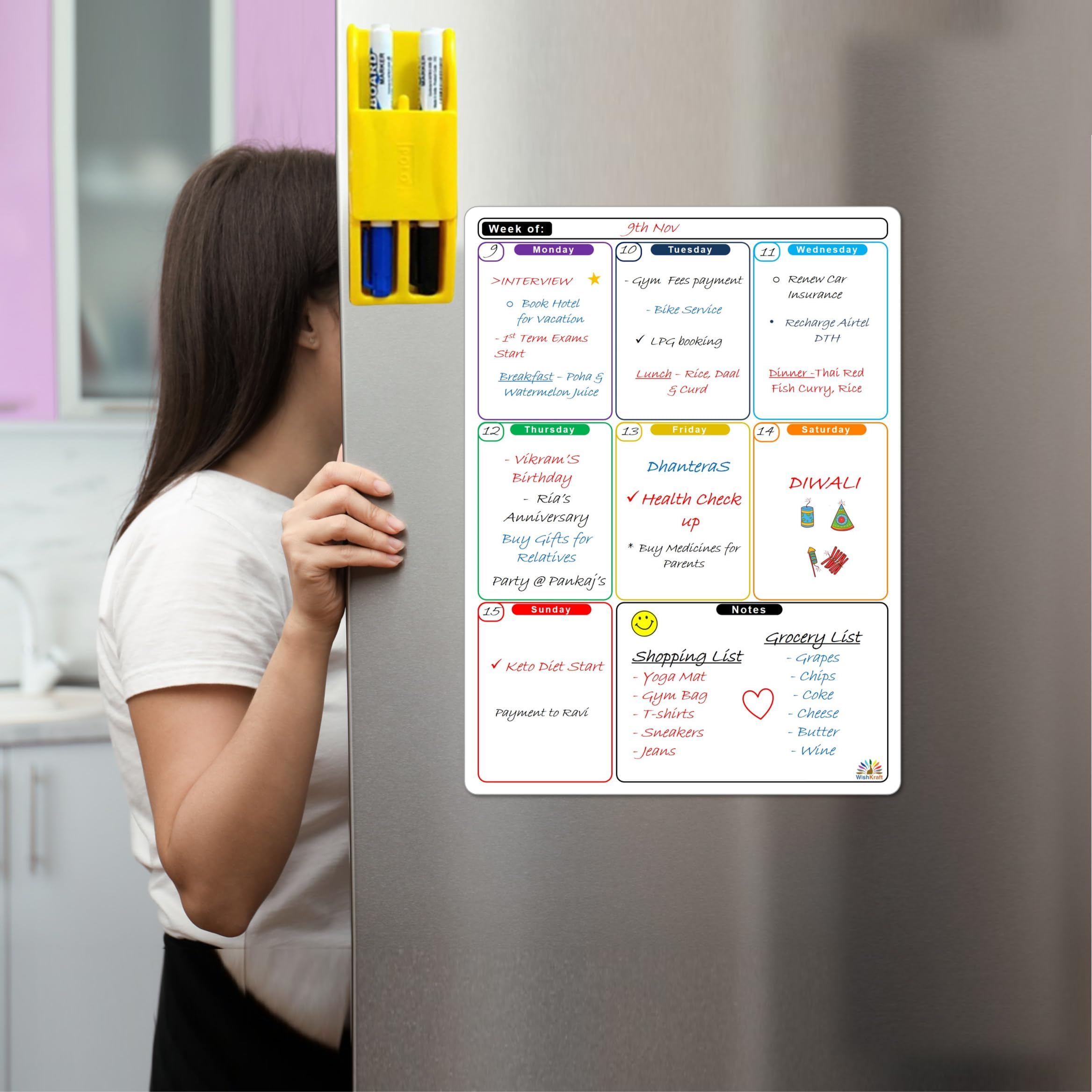 WishKraft Magnetic Weekly Planner [23x31 cm] for Fridge | Dry Erase ...