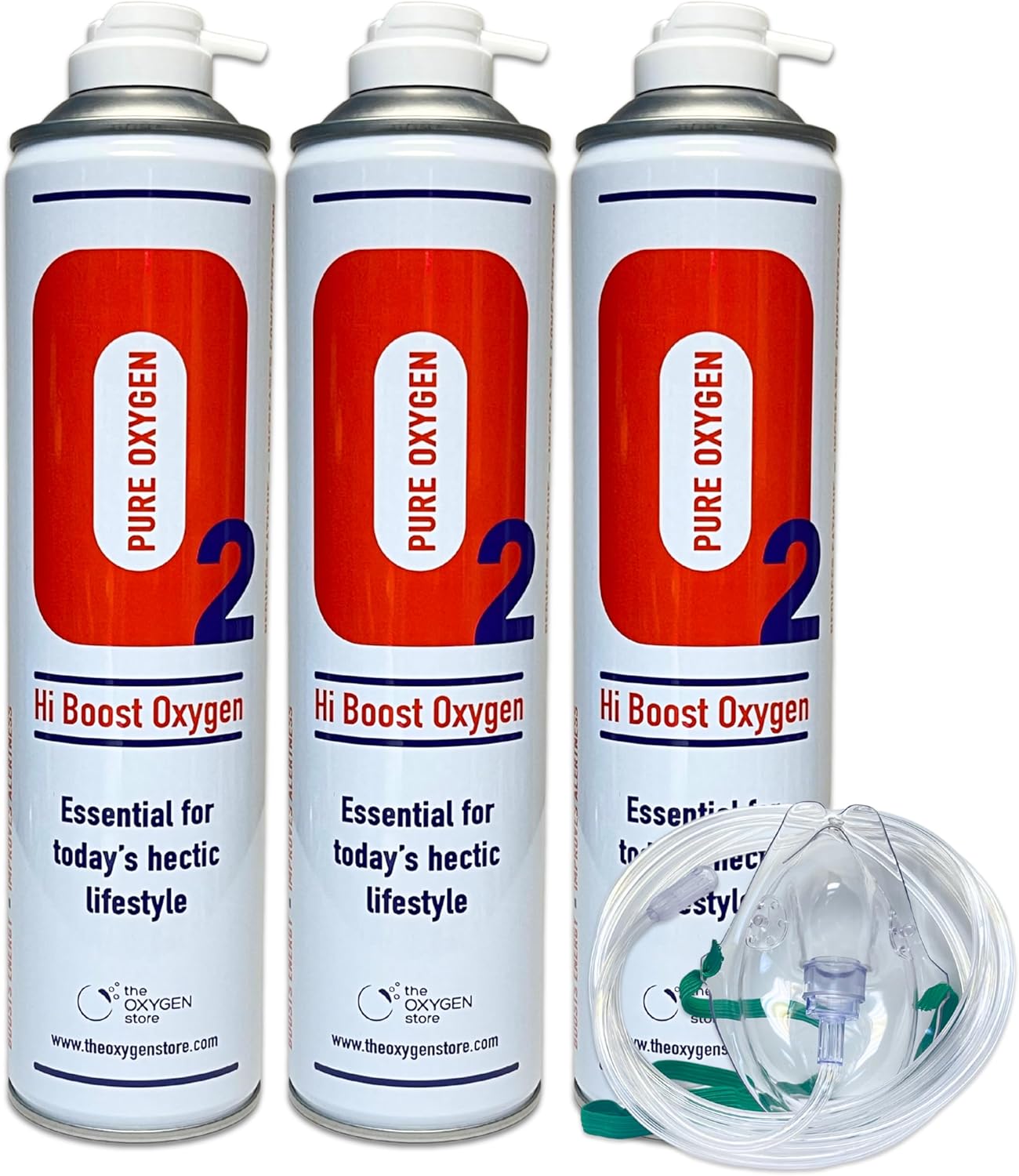 O2 Oxygen in a can 30L (3 Cans) Portable Including 1 x Mask and Tubing ...