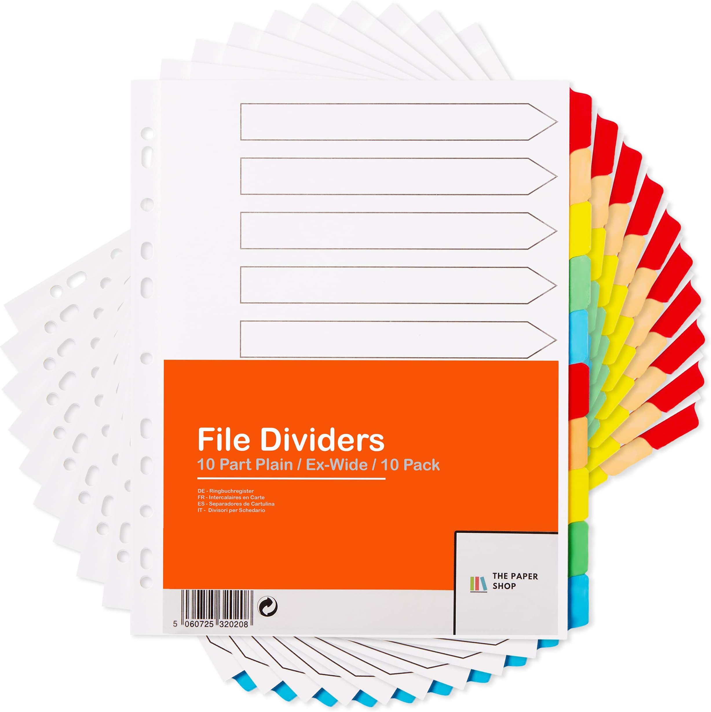 [10 Pack] A4+ File Dividers Extra Wide 10 Part Plain Tabs A4+ Extra ...