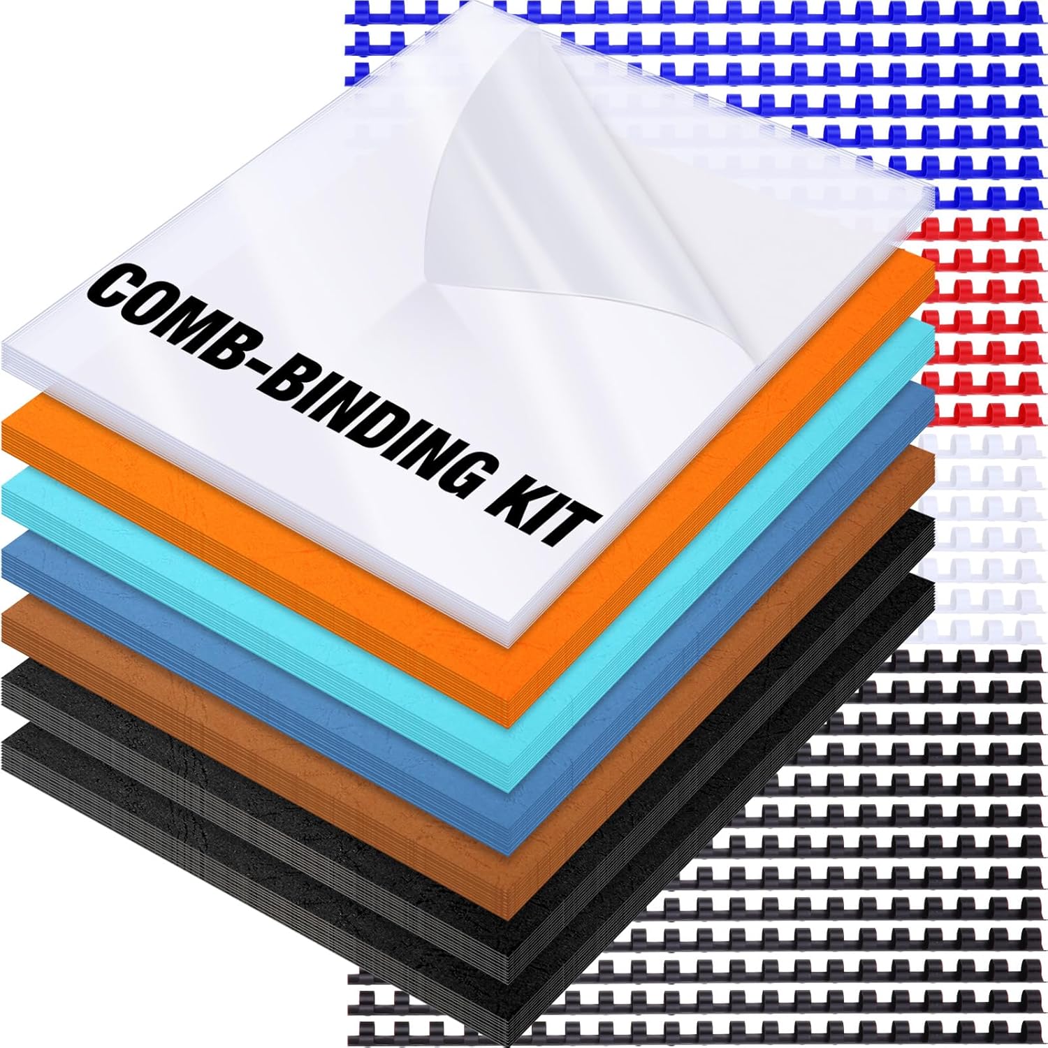 Amazon.com : 160 Pack Binding Covers and Combs kit 8.5x11 Inches ...