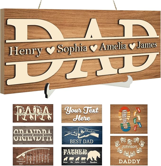 Amazon.com: Yananka Custom Wood Sign for Dad Father's Day Gifts ...