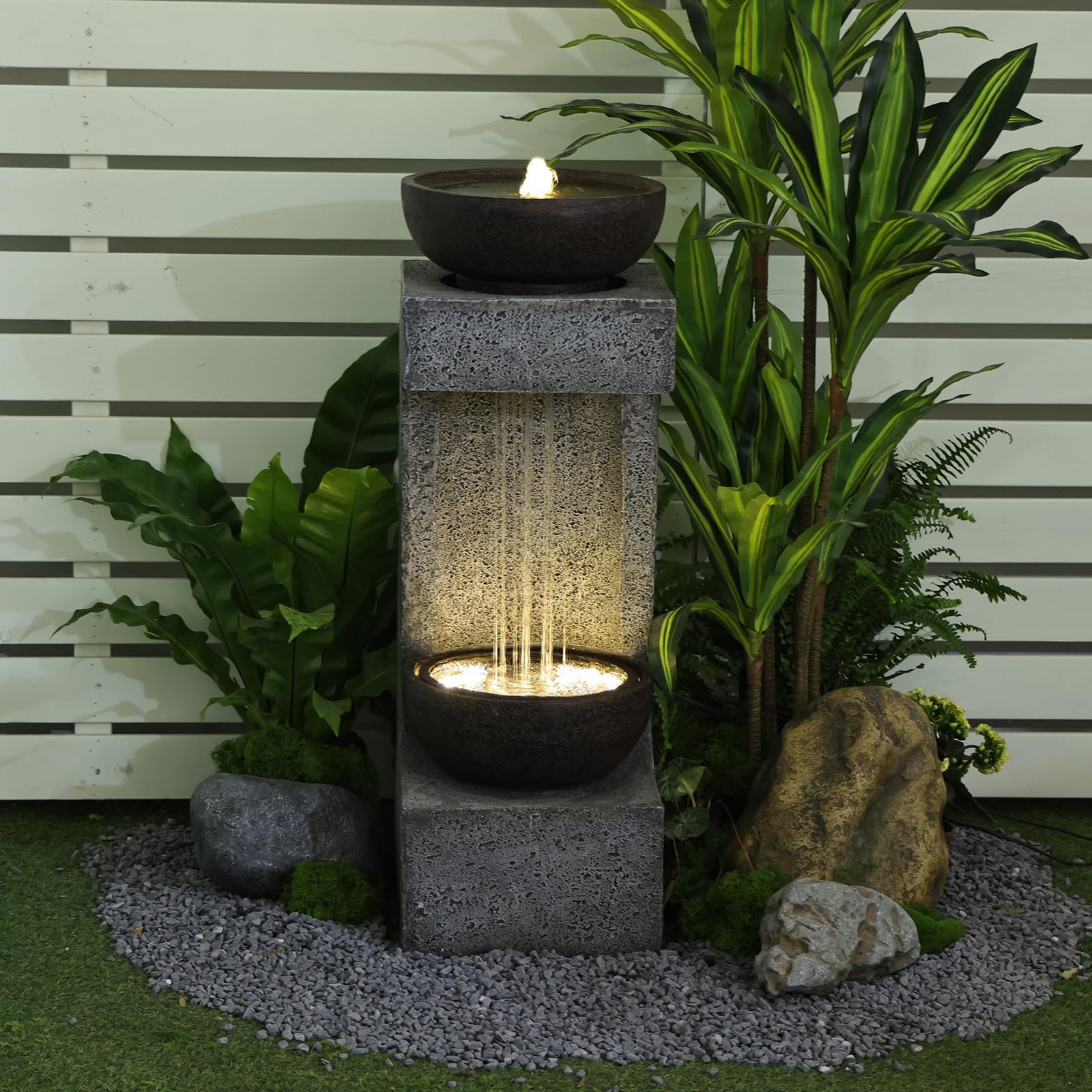 Amazon.com: SERBILHOME Outdoor Water Fountains Waterfall Outdoor Garden ...