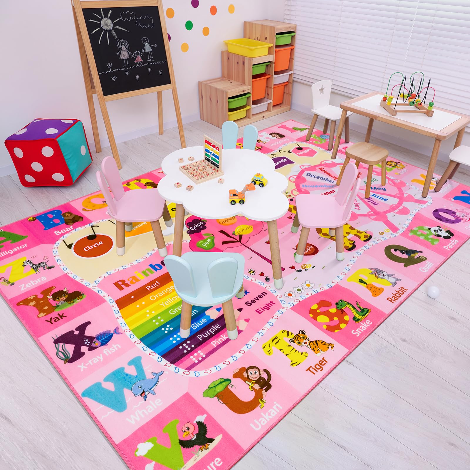 Amazon.com: Kids Rug 5x7 Pink Rugs for Girls Bedroom Playroom Child ...