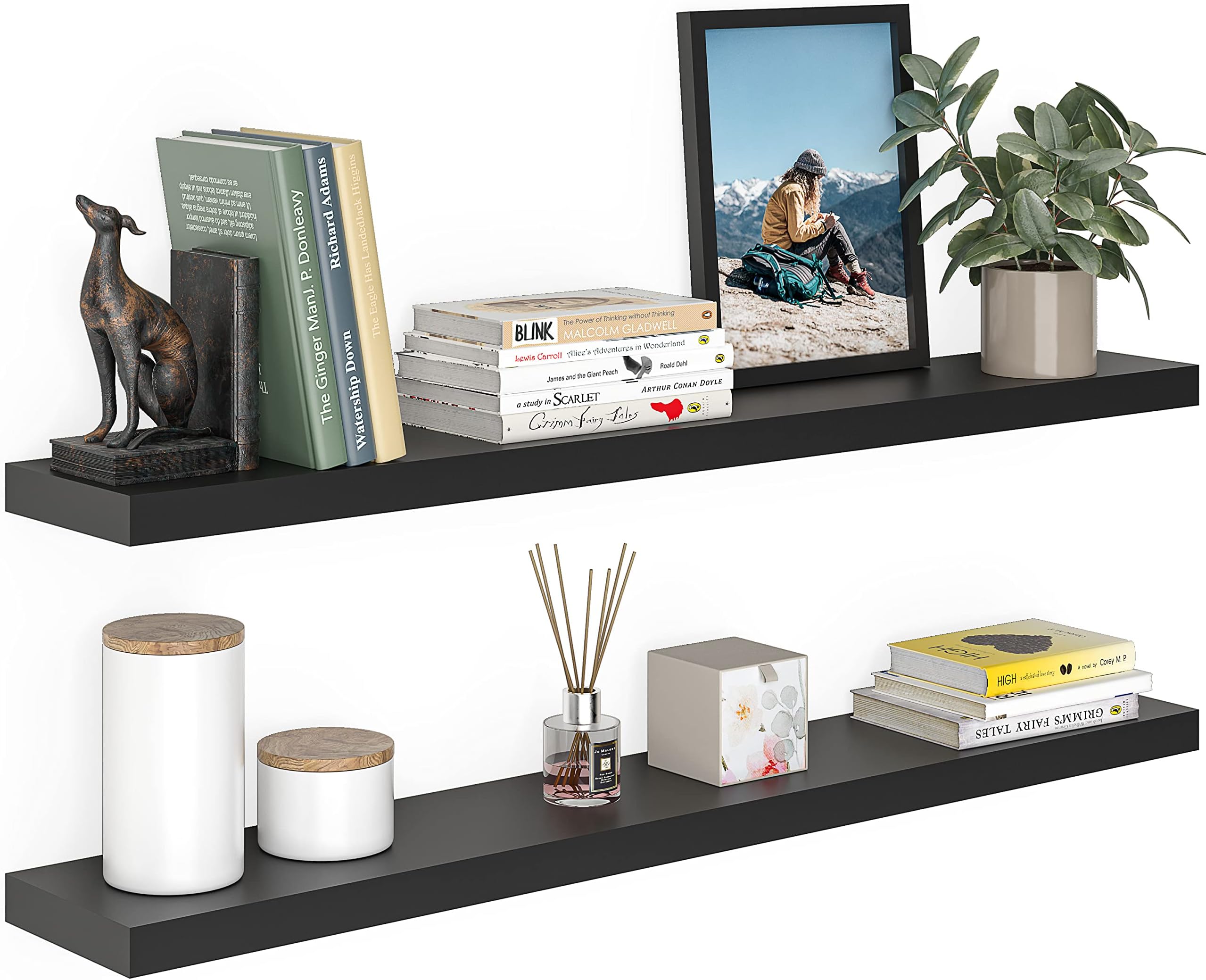 Amazon.com: LaVie Home 48-Inch Black Floating Shelves for Wall Storage ...