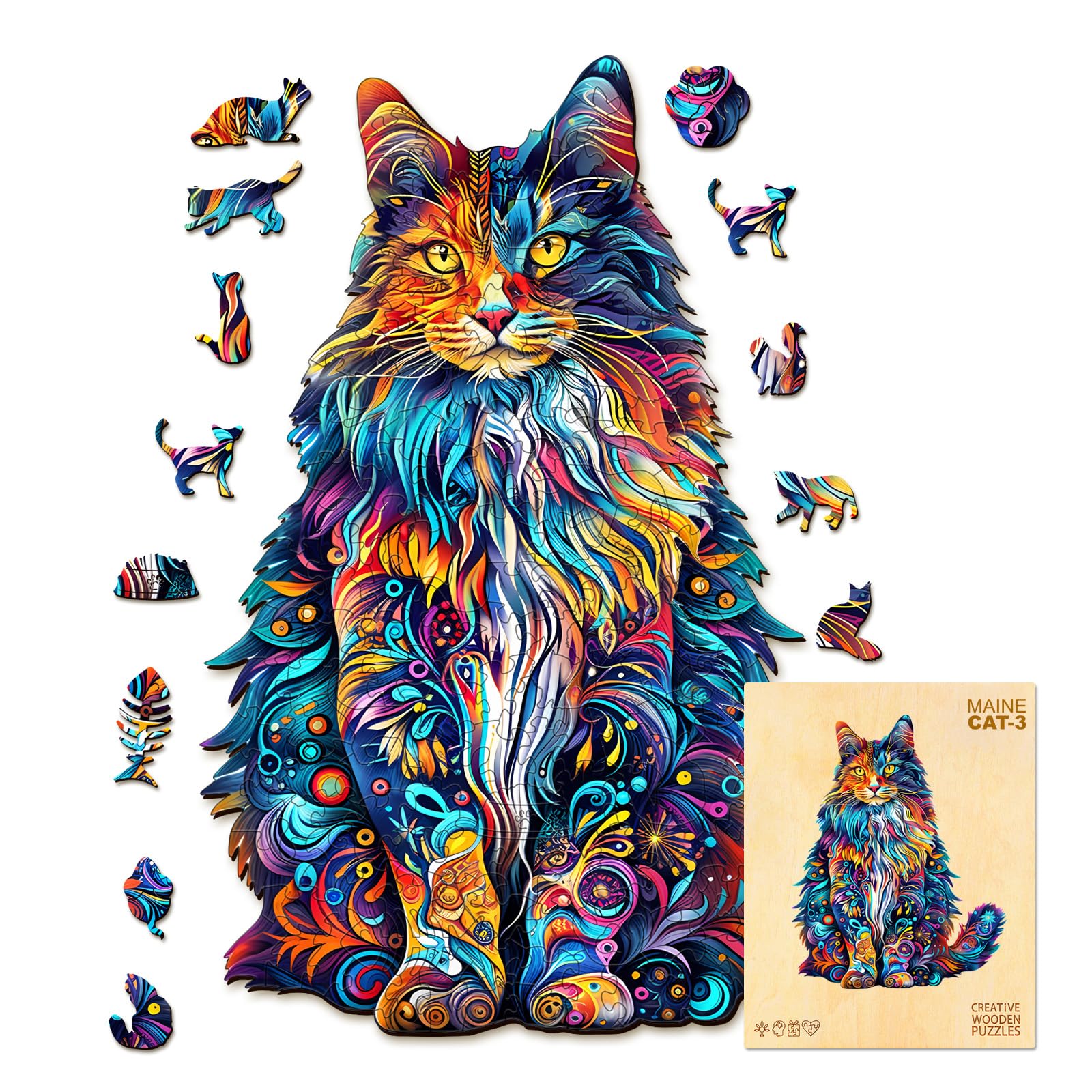 Amazon.com: Wooden Puzzles for Adults, Cat Puzzles, Wooden Jigsaw ...