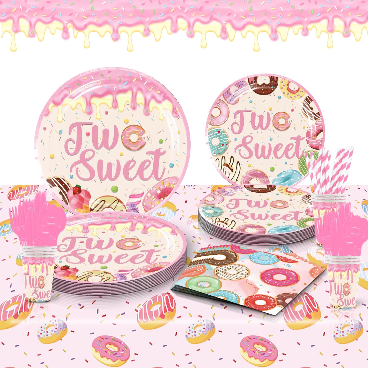 Amazon.com: hanviync Two Sweet Birthday Party Supplies,Sweet Two ...