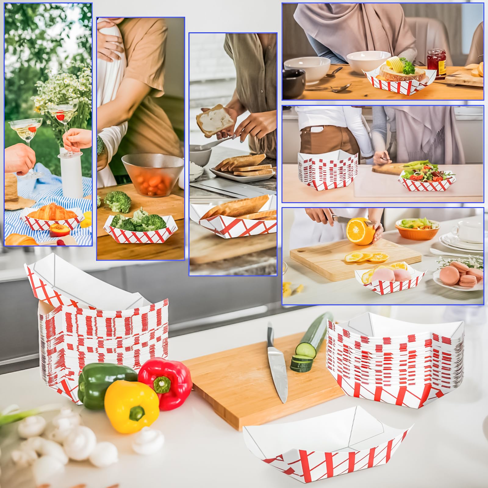 Snapklik.com : MotBach 120 Pack 2Lb Paper Food Boat Trays Disposable ...