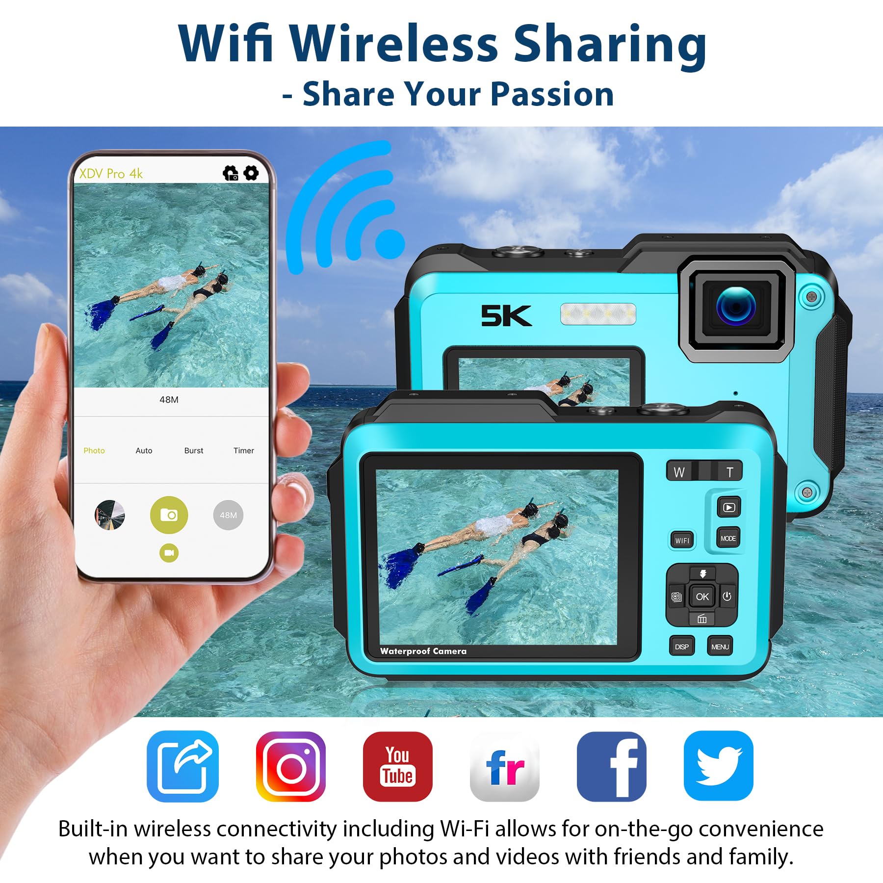Underwater Camera 5K 64MP 16FT Waterproof Digital Botswana