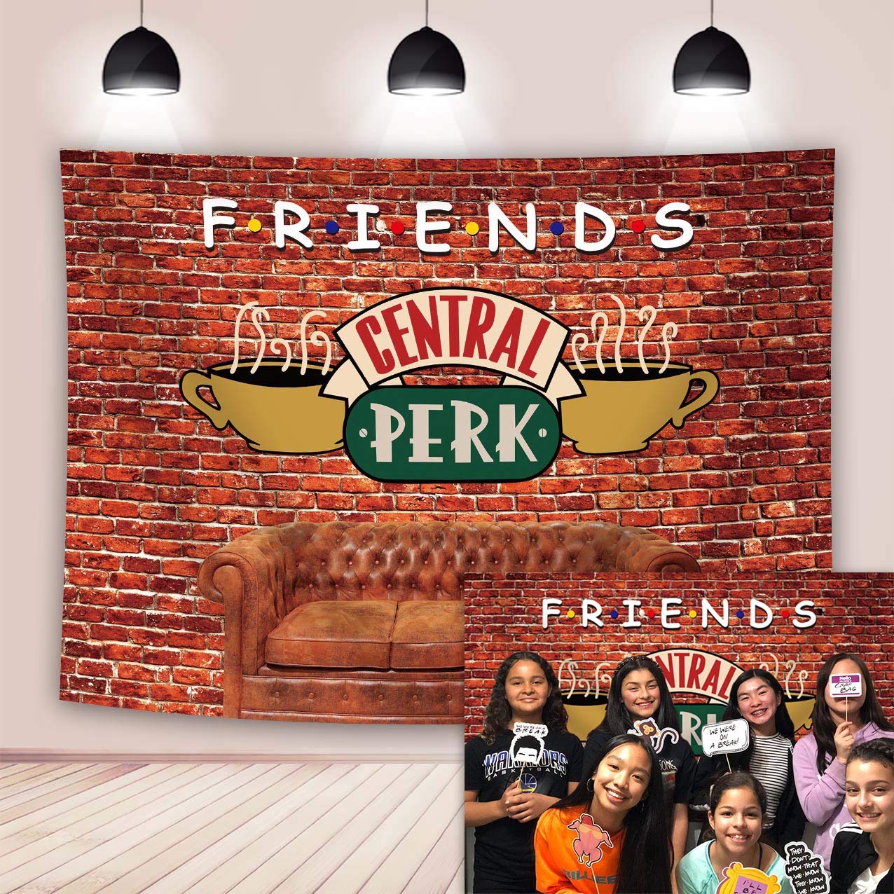 Friends Theme Photography Backdrop Red Brick Wall Sofa Coffee Shop ...