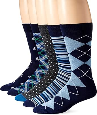 Amazon.com: Nick Graham Men's 5 Pairs Contemporary Crew Dress Socks ...