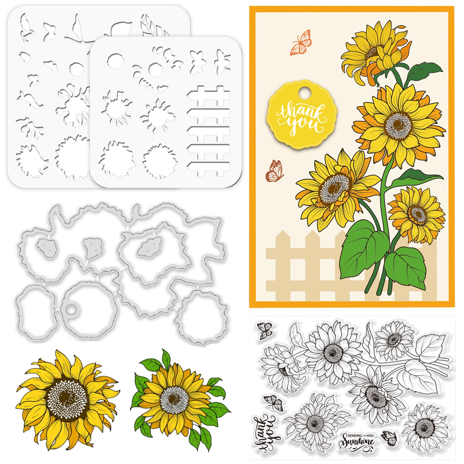 Amazon.com: ORIGACH Realistic Sunflower Stamps and Dies and Layering ...