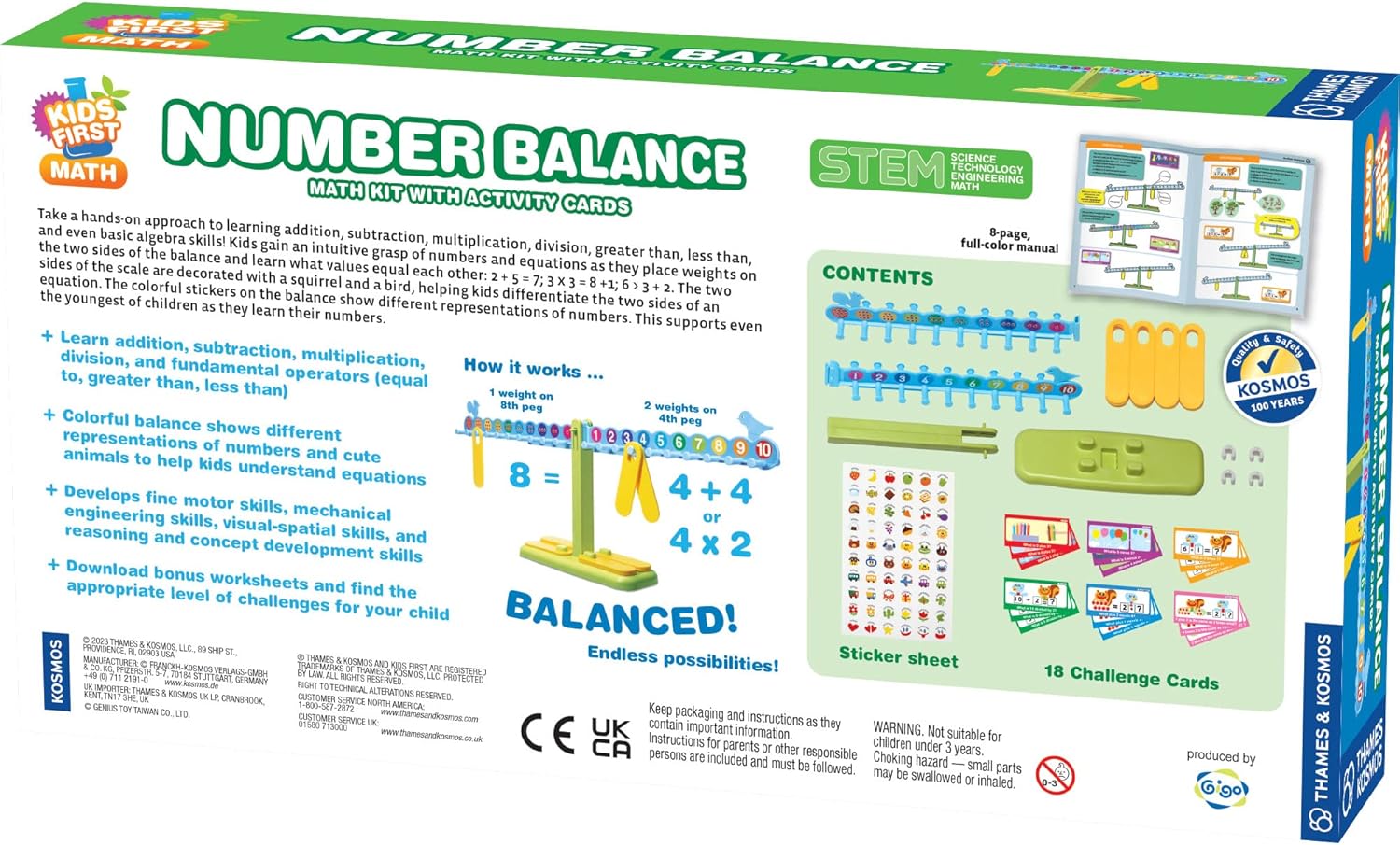 Thames & Kosmos Kids First Math Balance numérico con tarjetas de ...
