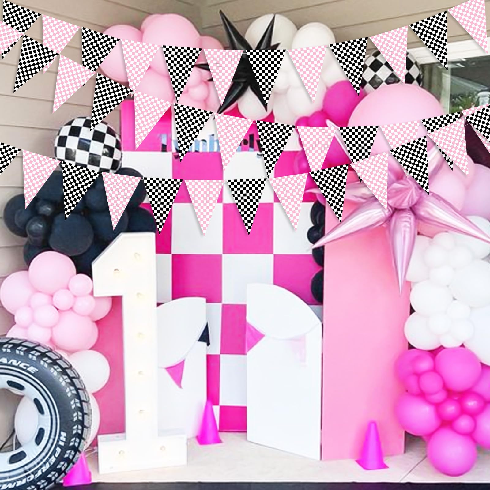 Pink And Black Checkered Flag Pink Checkered Flag Vector Images
