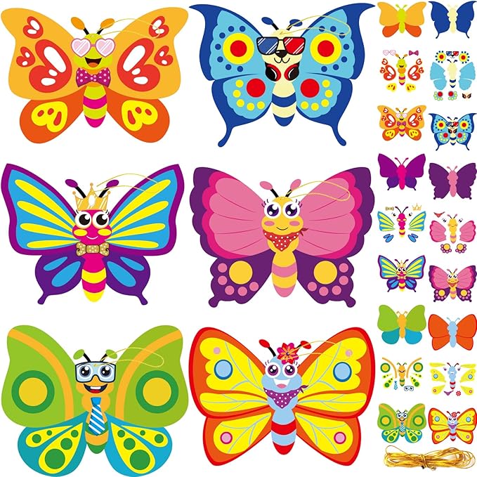 Amazon.com: chiazllta 30 Packs Spring Craft Kits DIY Butterflies Art ...