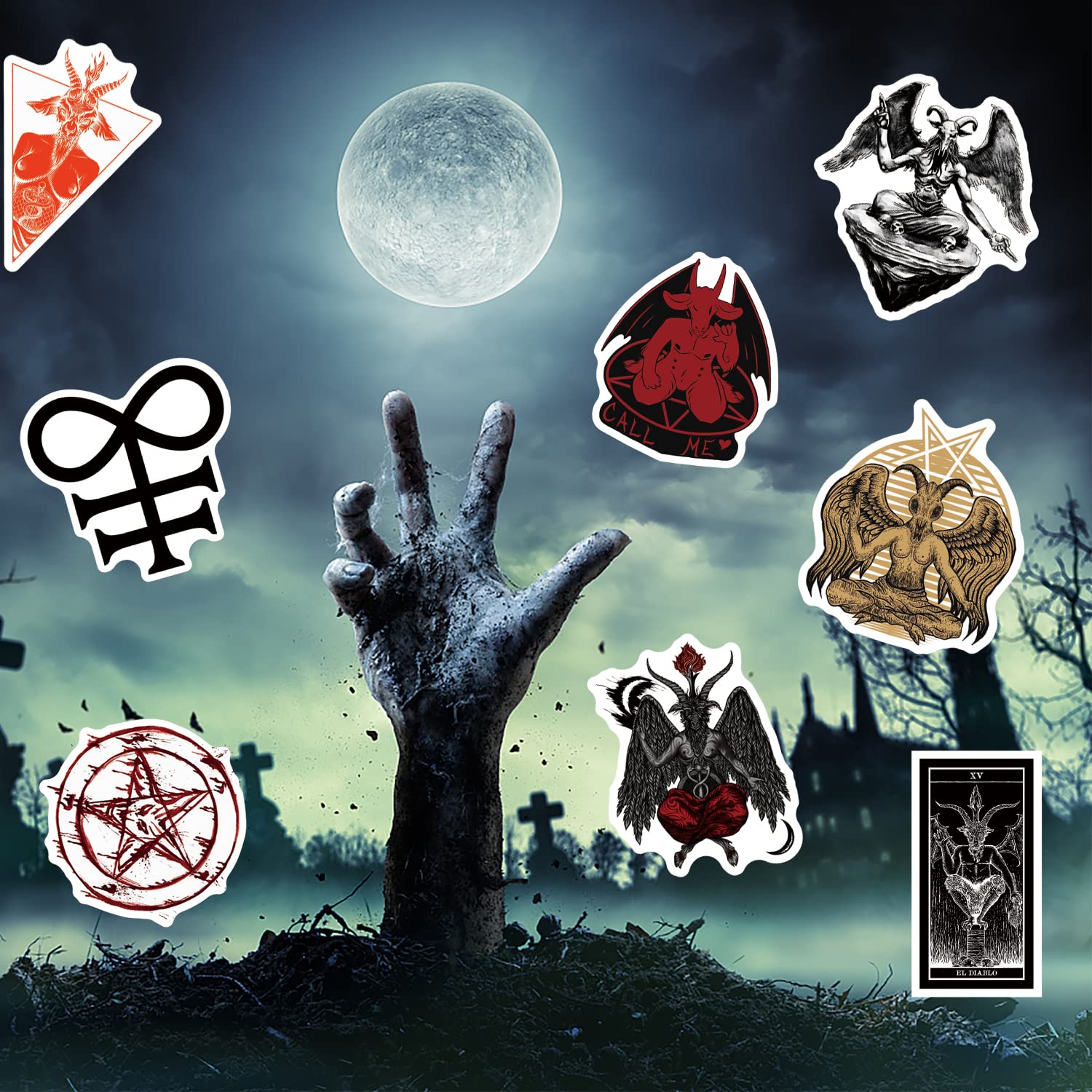 Snapklik.com : Satanic Stickers 100 Pack,Devil Stickers For Water ...