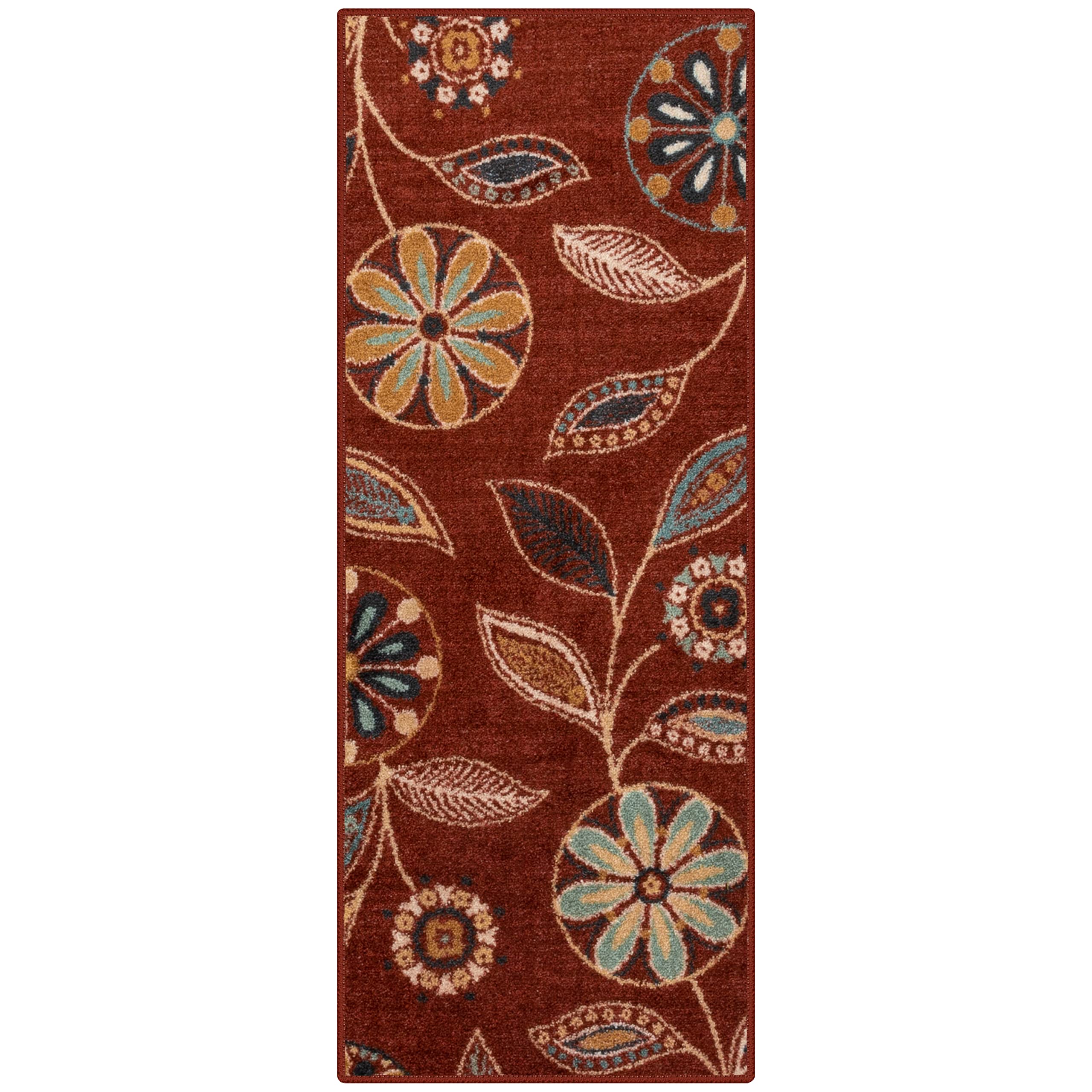 Maples Rugs Reggie Floral Runner Rug Non Skid Washable Hallway Entry ...