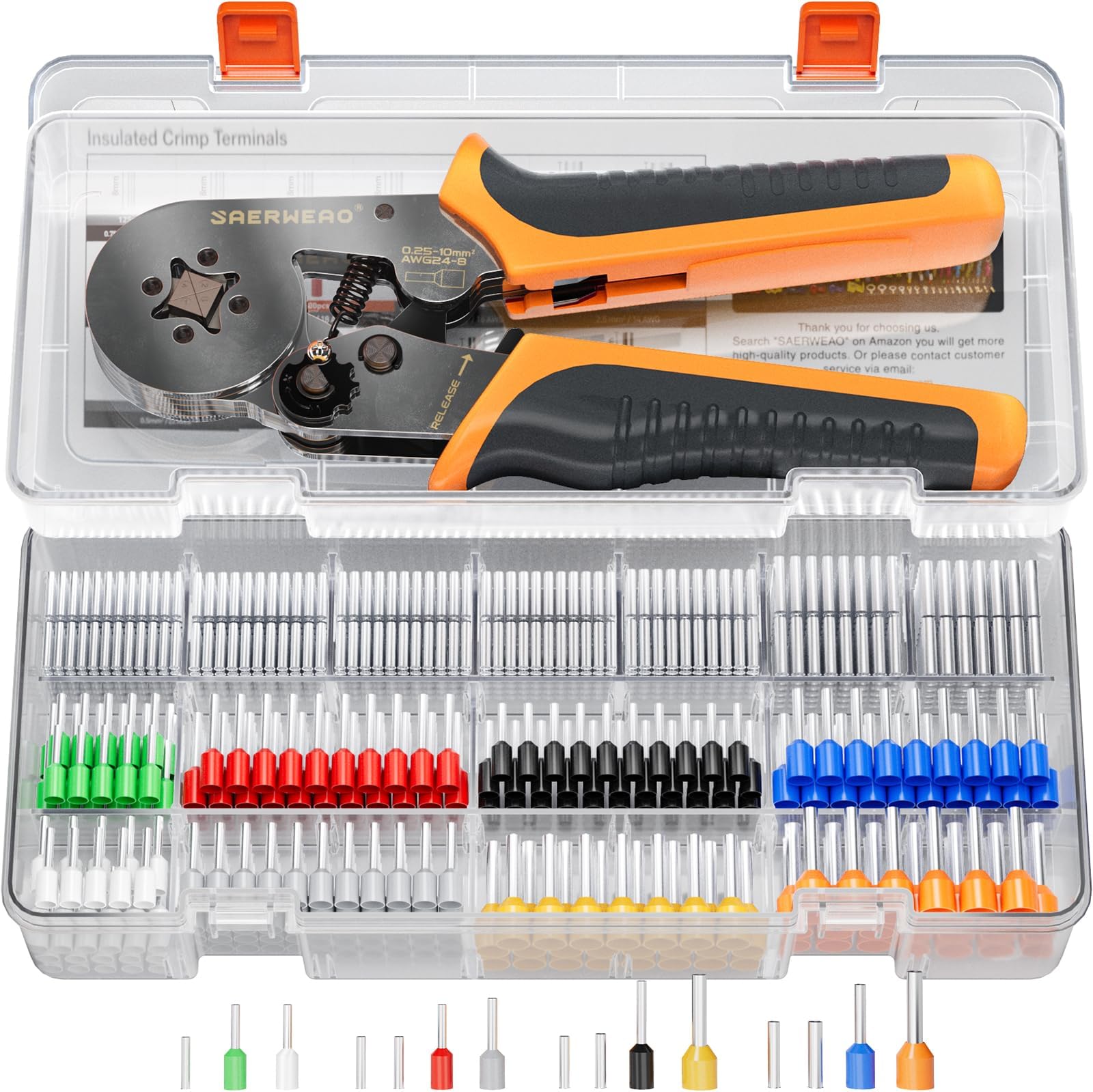 TERCOCTOR Ferrule Crimping Tool Kit with 1200PCS Wire Ferrules Kit Wire ...