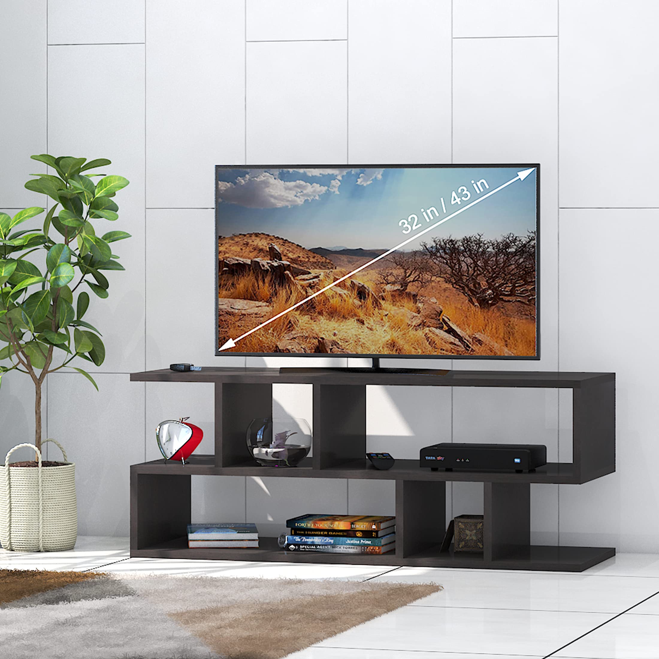 Buy Klaxon Engineered Wood, Matt Finish Z Shape TV Unit/Display Storage ...