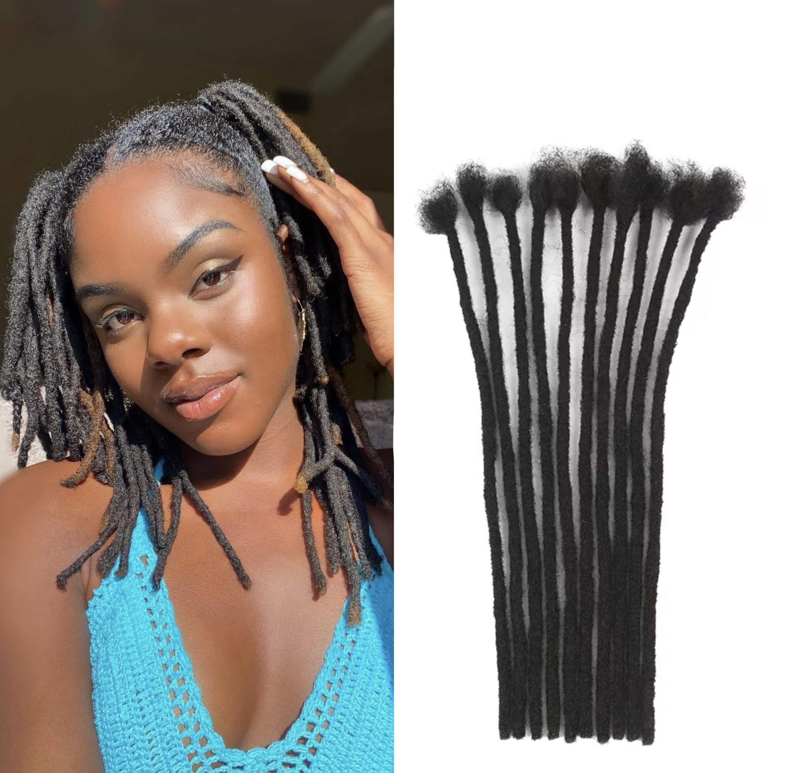 Amazon.com : 8Inch 0.6cm Width 40 Strands Natural Black Loc Extension ...
