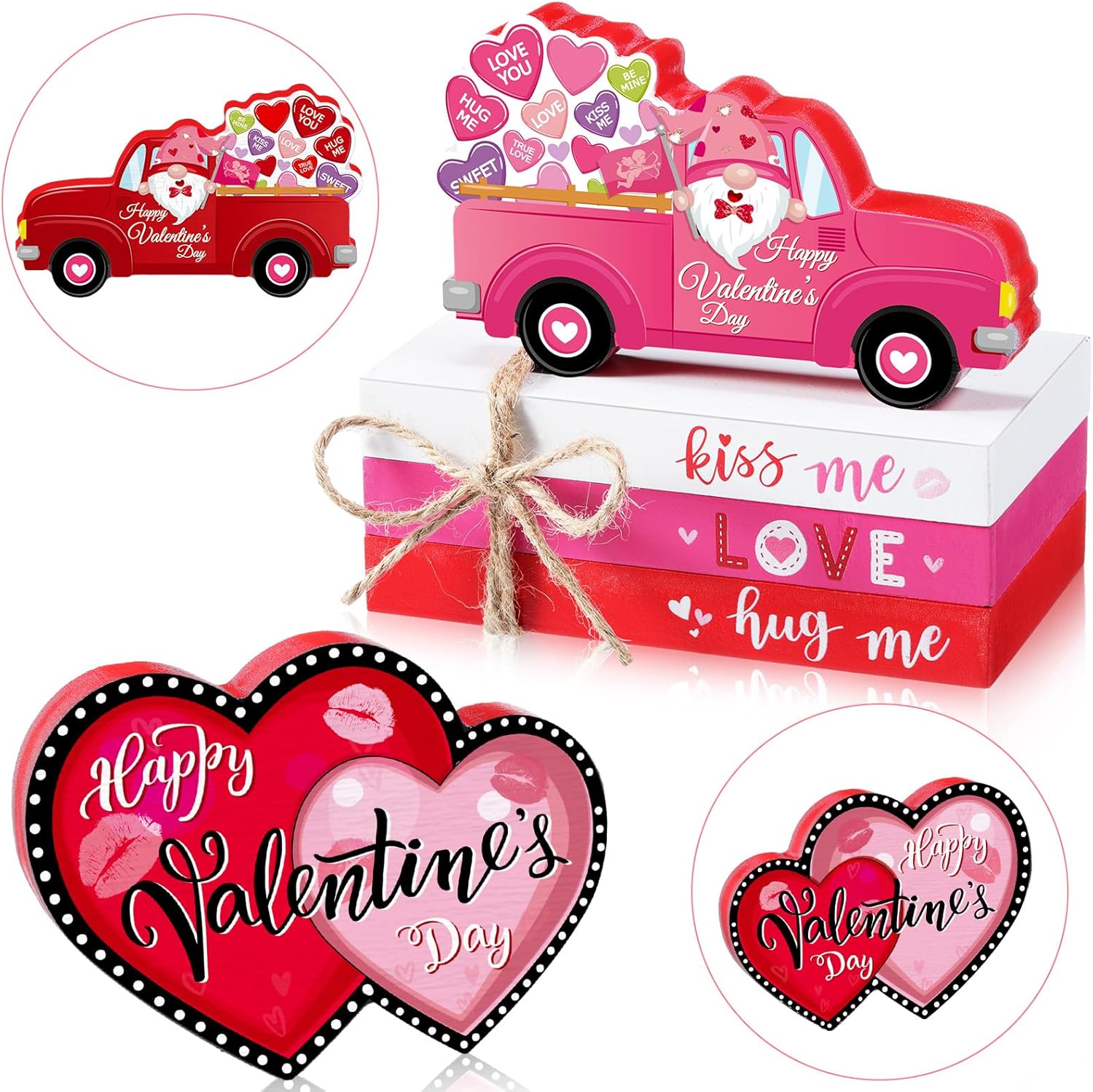 Amazon.com: Capoda 3 Pieces Valentine‘s Day Wooden Table Sign ...