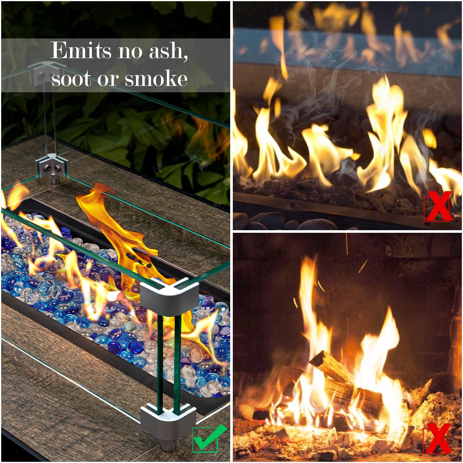 Snapklik.com : 20 Lbs Fire Pit Glass For Propane Fire Pit, 3/4 Inch ...