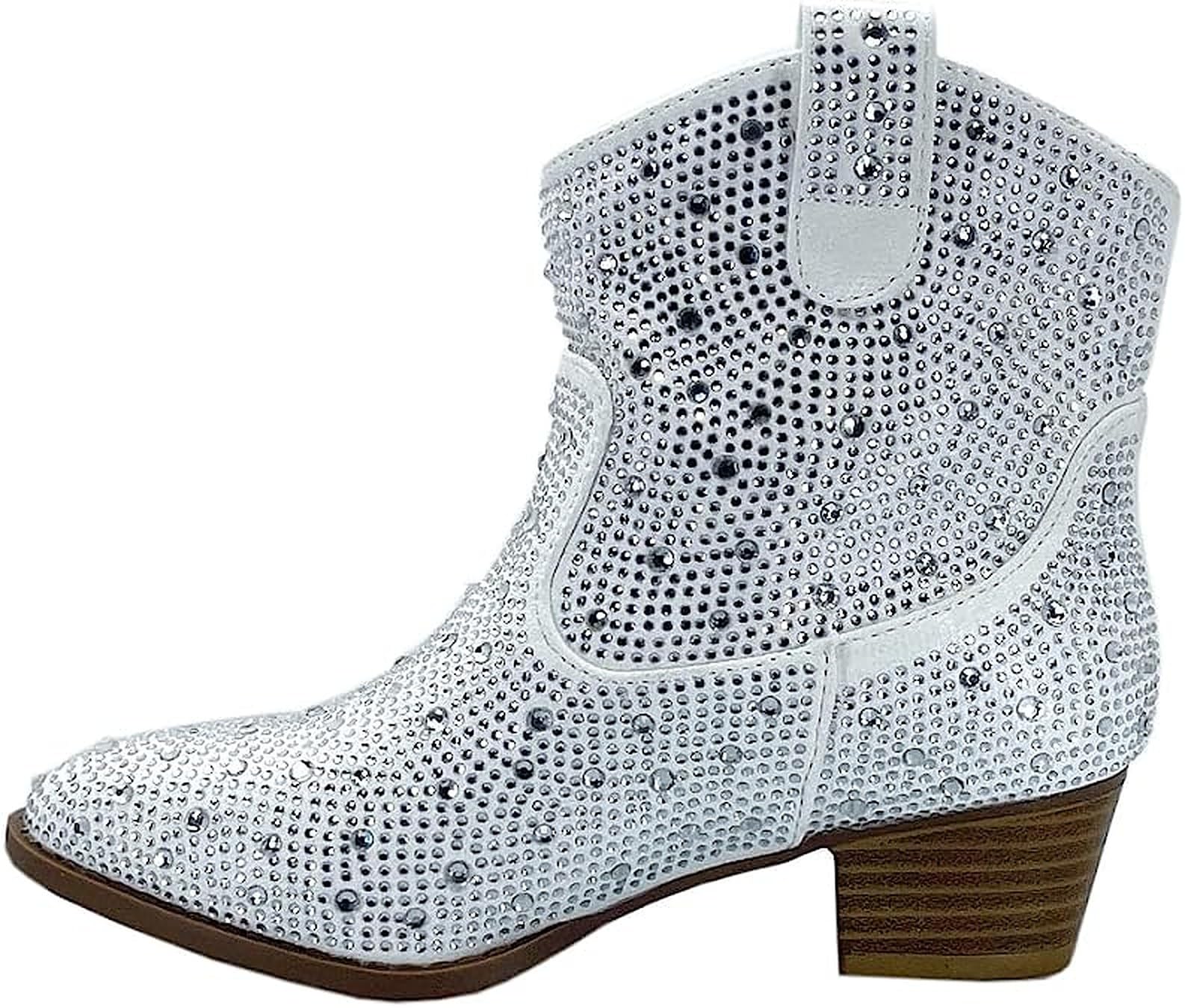 Snapklik.com : Girls Rhinestone Cowboy Boots Kids Low Heel Dress ...
