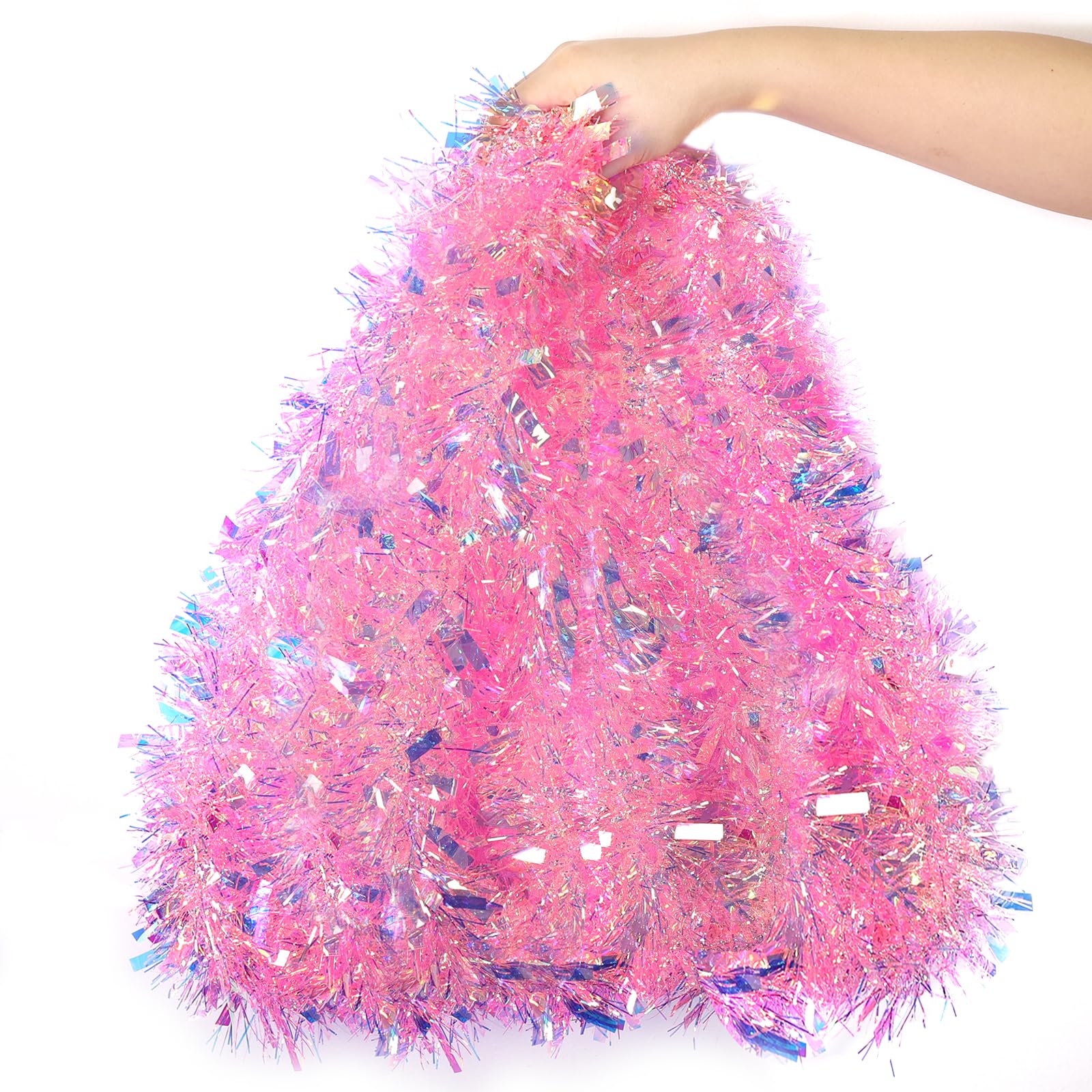 Amazon.com: Pink Tinsel Garland, 19.68Ft Christmas Tinsel Garland ...
