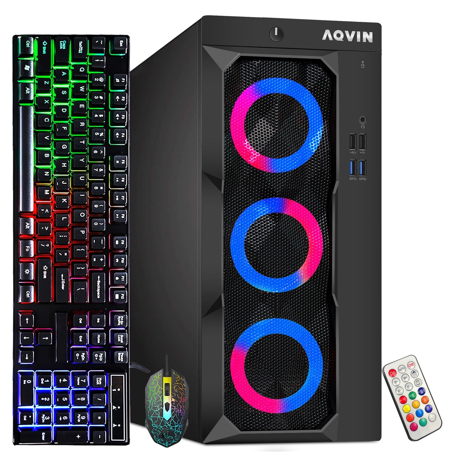 Amazon.com: AQVIN LuminaRings Gaming Desktop PC - GeForce GTX 1630 4GB ...