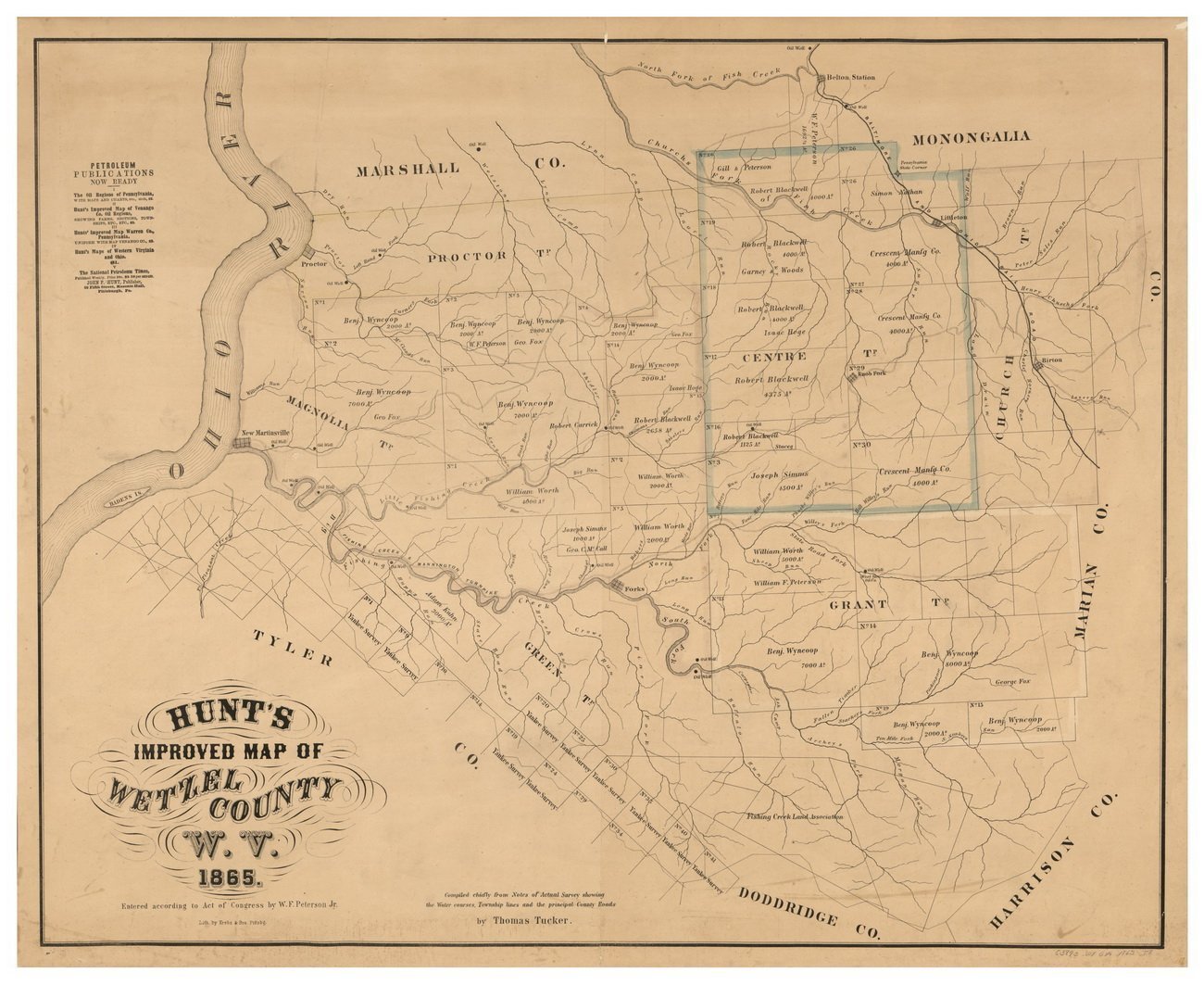 Buy Wetzel County 1865 West Virginia - Wall with wner Names - Genealogy ...