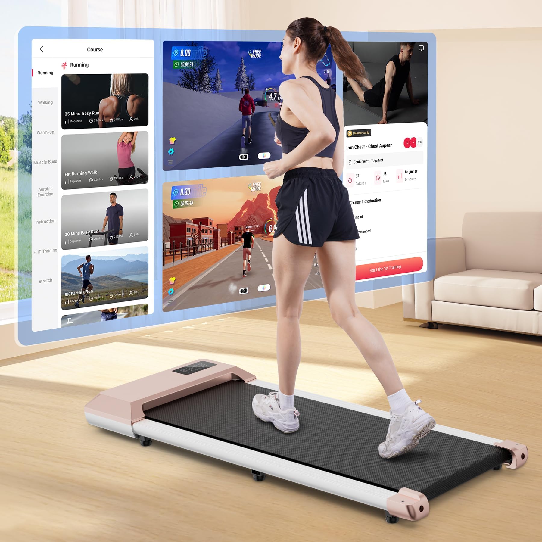 Snapklik.com : Under Desk Treadmill, 2 In 1 Smart Portable Mini Walking ...