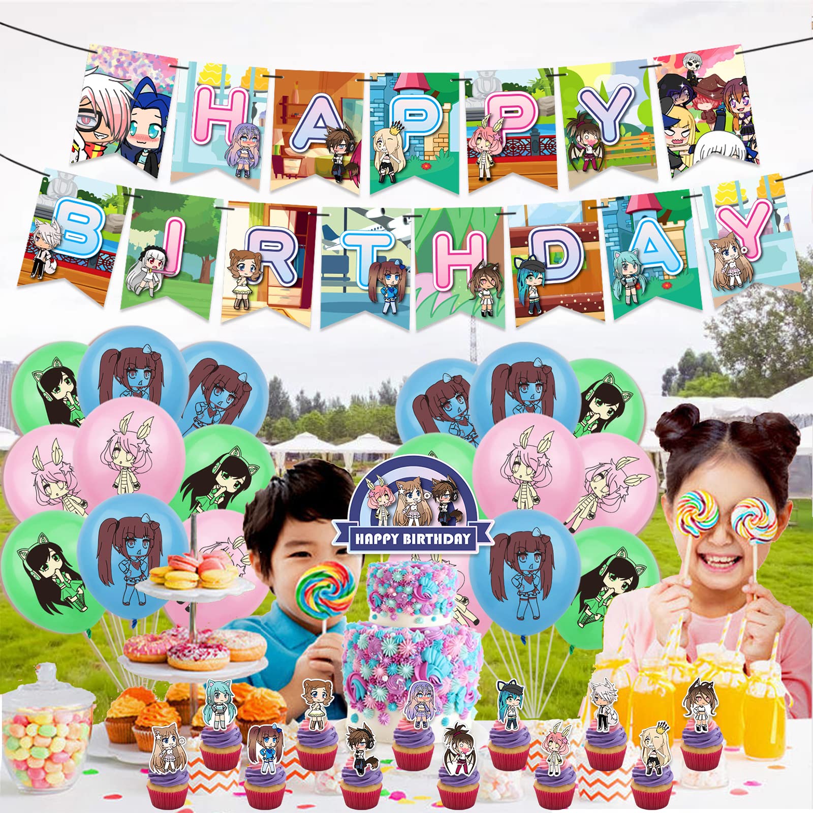 32 PCS Gacha Life Birthday Party Supplies Gacha Life T...B09KMVZ3SH ...