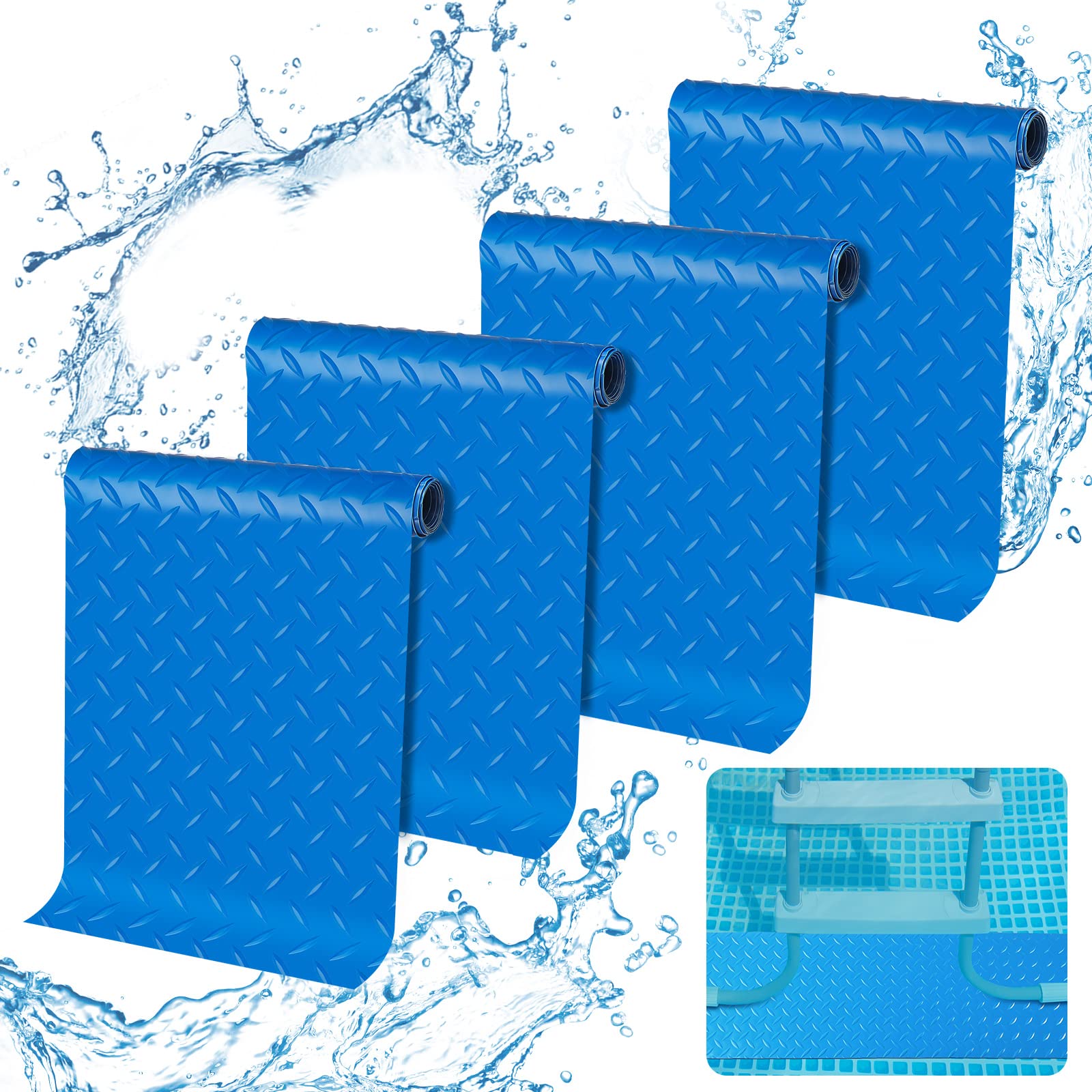 4 Rolls 48 x 36 Inches Swimming Pool Ladder Mat, Protective Pool Ladder ...