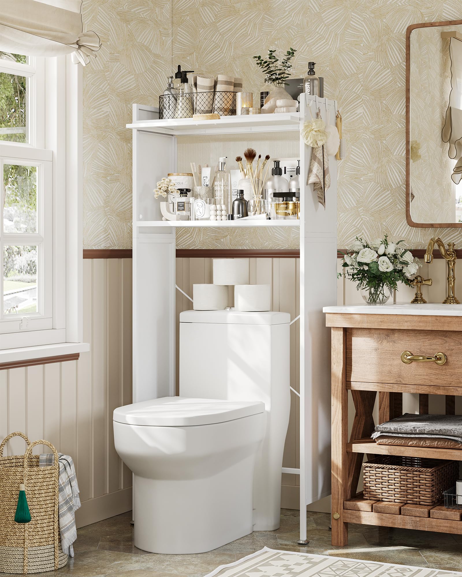 NETEL Muebles para Baño,Estante de 2 Niveles Mueble para Inodoro ...