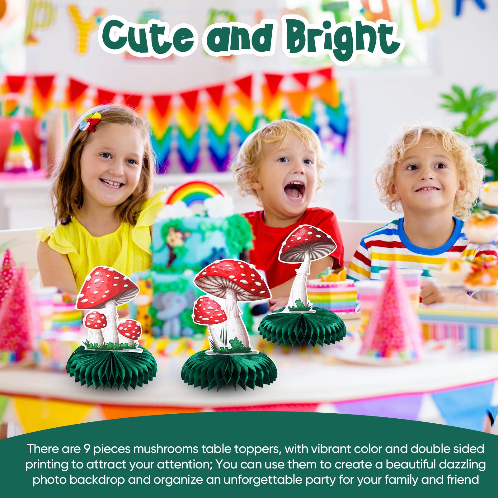 Snapklik.com : 9 Pieces Mushroom Party Decorations Mushroom Honeycomb ...