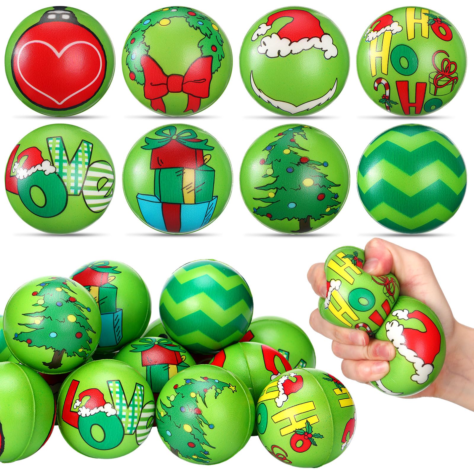 Amazon.com: Meooeck 48 Pcs Christmas Stress Balls Bulk 2.4 Inch ...