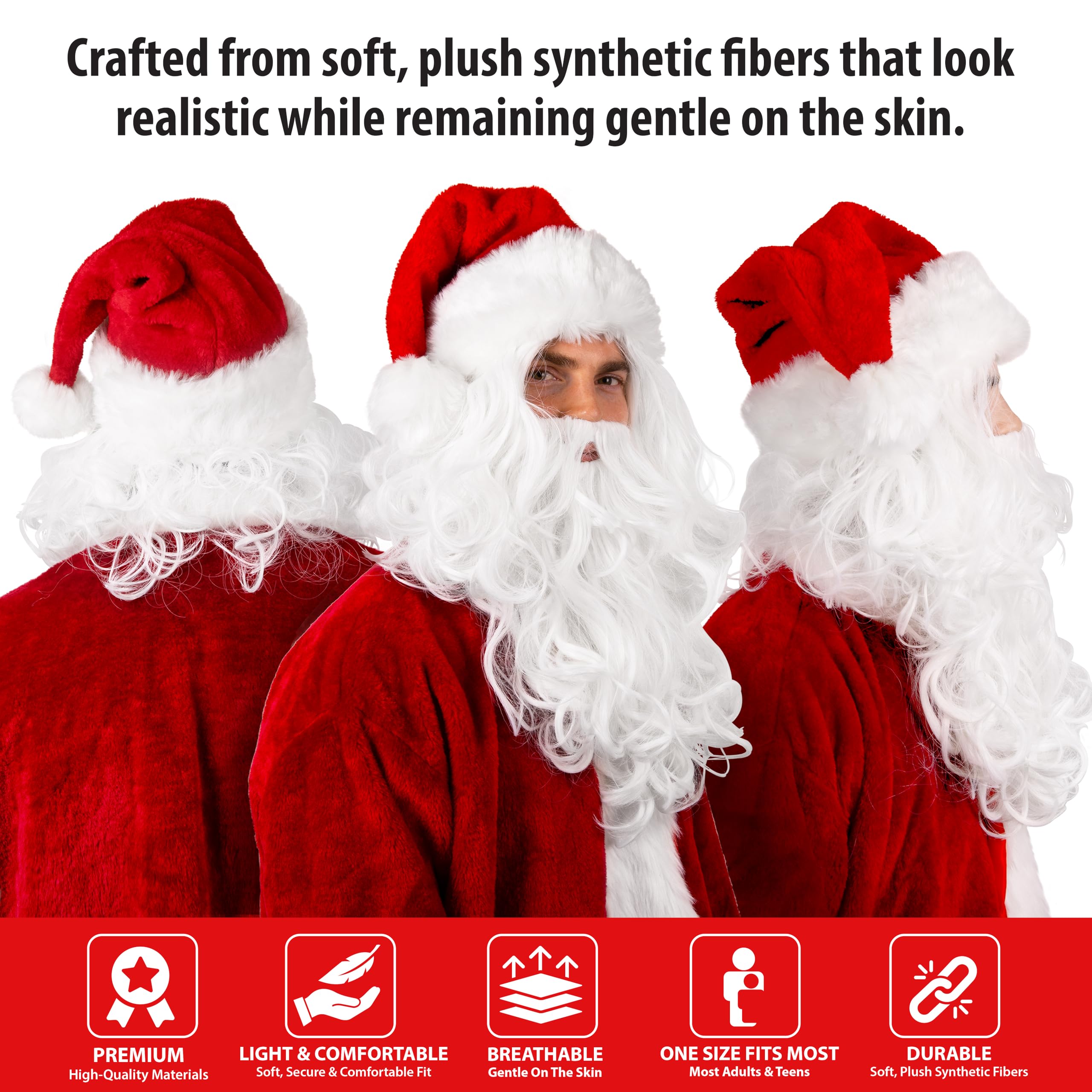 Snapklik.com : Kangaroo Santa White Beard And Wig Set For Adults Soft ...