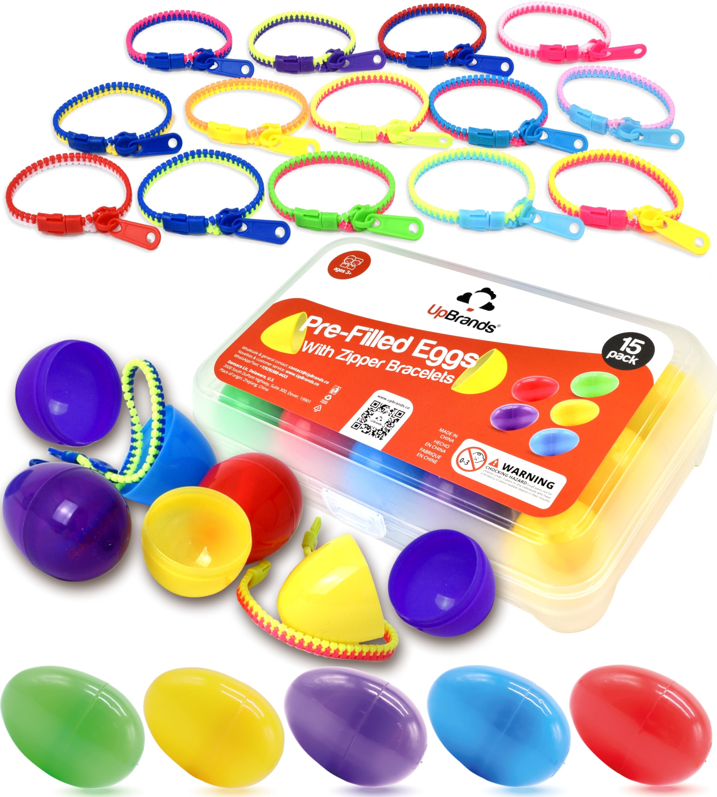 Amazon.com: UpBrands 15 Toy Zipper Bracelets in Easter Eggs - Vibrant ...
